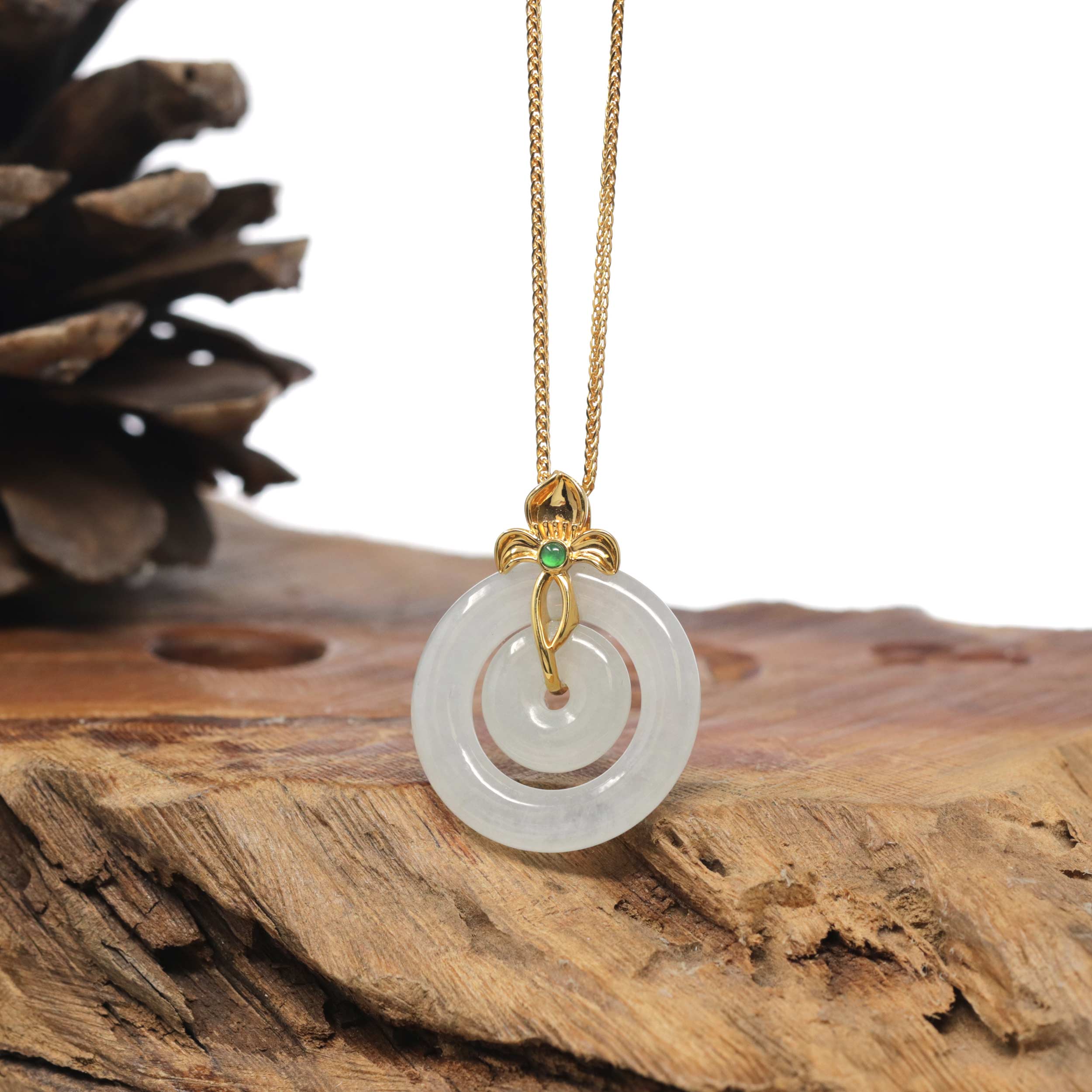 Baikalla "Double Ping An Kou" (Good Luck Button) 18K Yellow Gold Natur ...