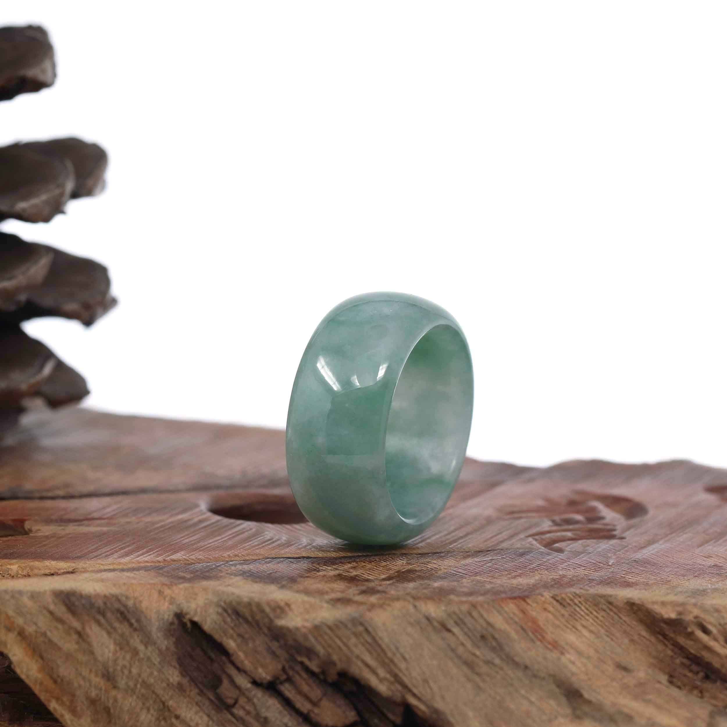 Genuine Burmese Blue-green Jadeite Jade Men's Band Ring – BKLA