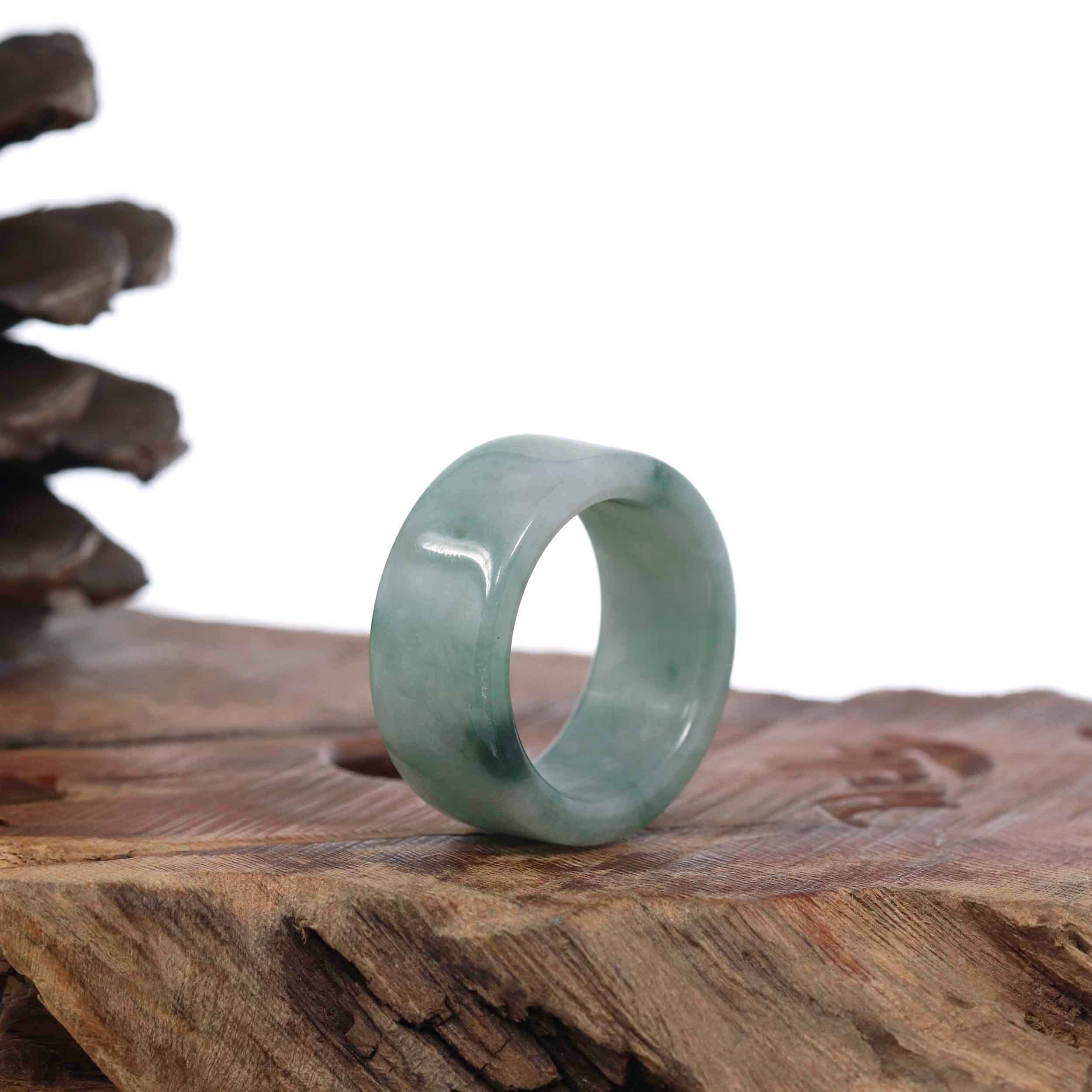 Baikalla Genuine Burmese Blue-green Jadeite Jade Men's Band Ring – BKLA