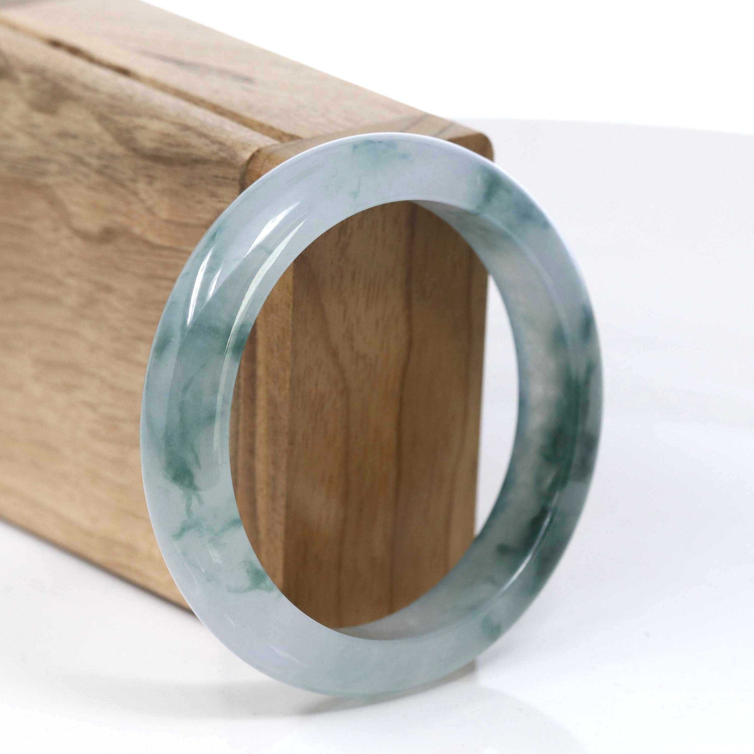 Burmese High-end Ice Blue-green Jade Jadeite Bangle Bracelet (56.31mm ...