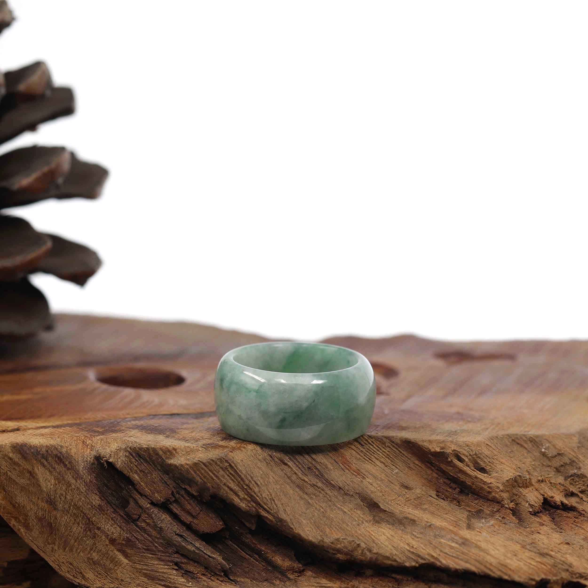 Genuine Burmese Blue-green Jadeite Jade Men's Band Ring – BKLA