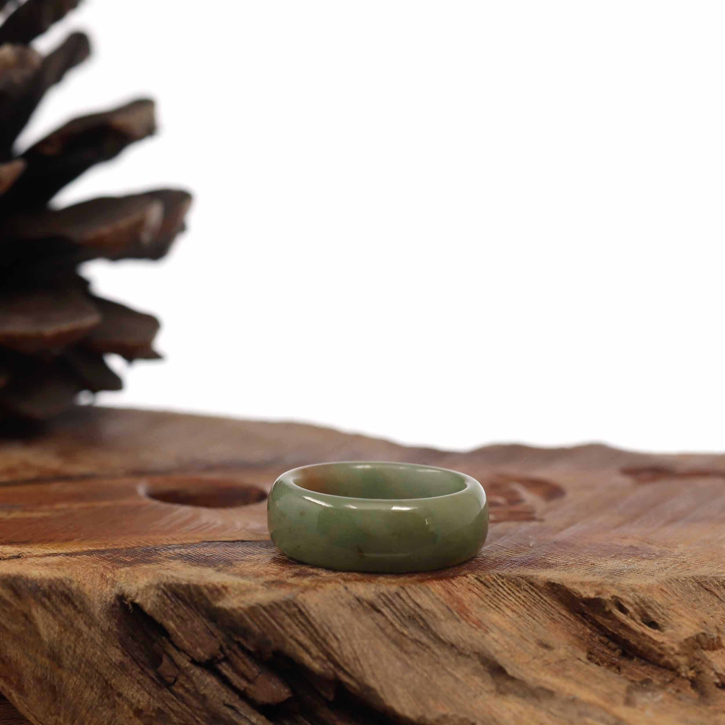 Genuine Burmese Yellow Jadeite Jade Men's Band Ring – BKLA