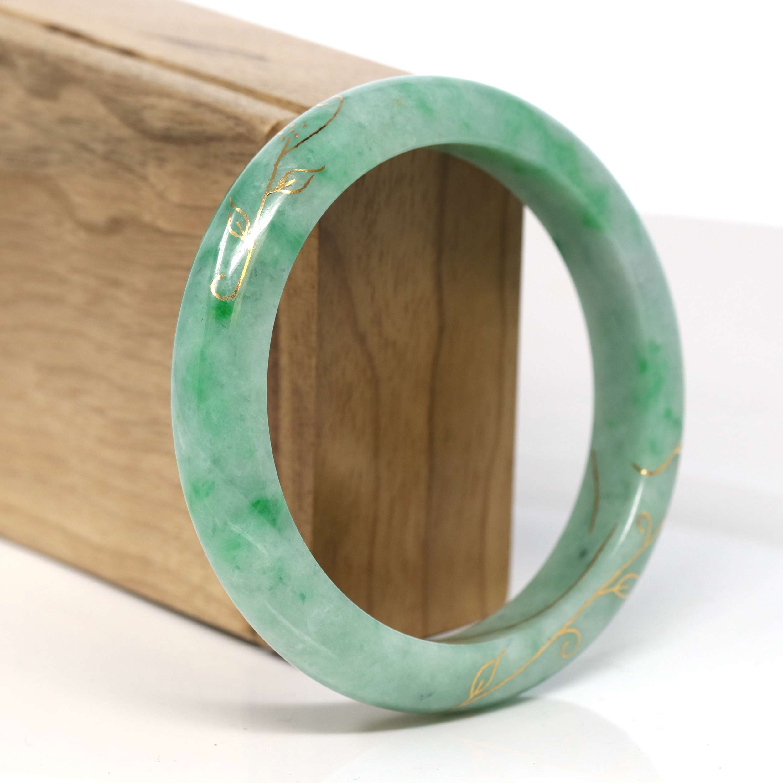 Real Jadeite Jade bangle Bracelet | Gold Bracelet | Real jade Jewelry ...