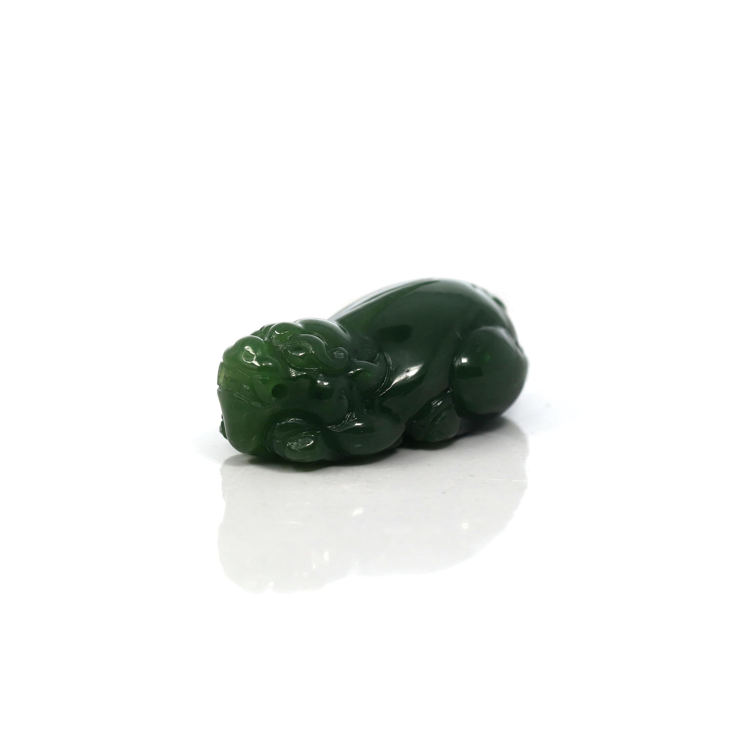 Baikalla™ Pi Xiu Genuine Green Nephrite Jade PiXiu Pendant Necklace (F ...