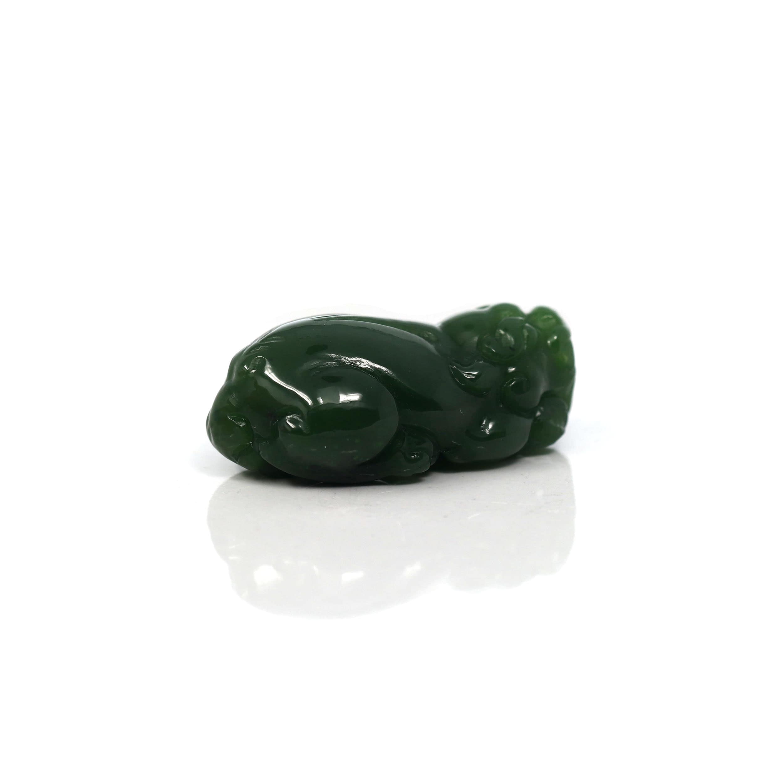Baikalla™ Pi Xiu Genuine Green Nephrite Jade PiXiu Pendant Necklace (F ...