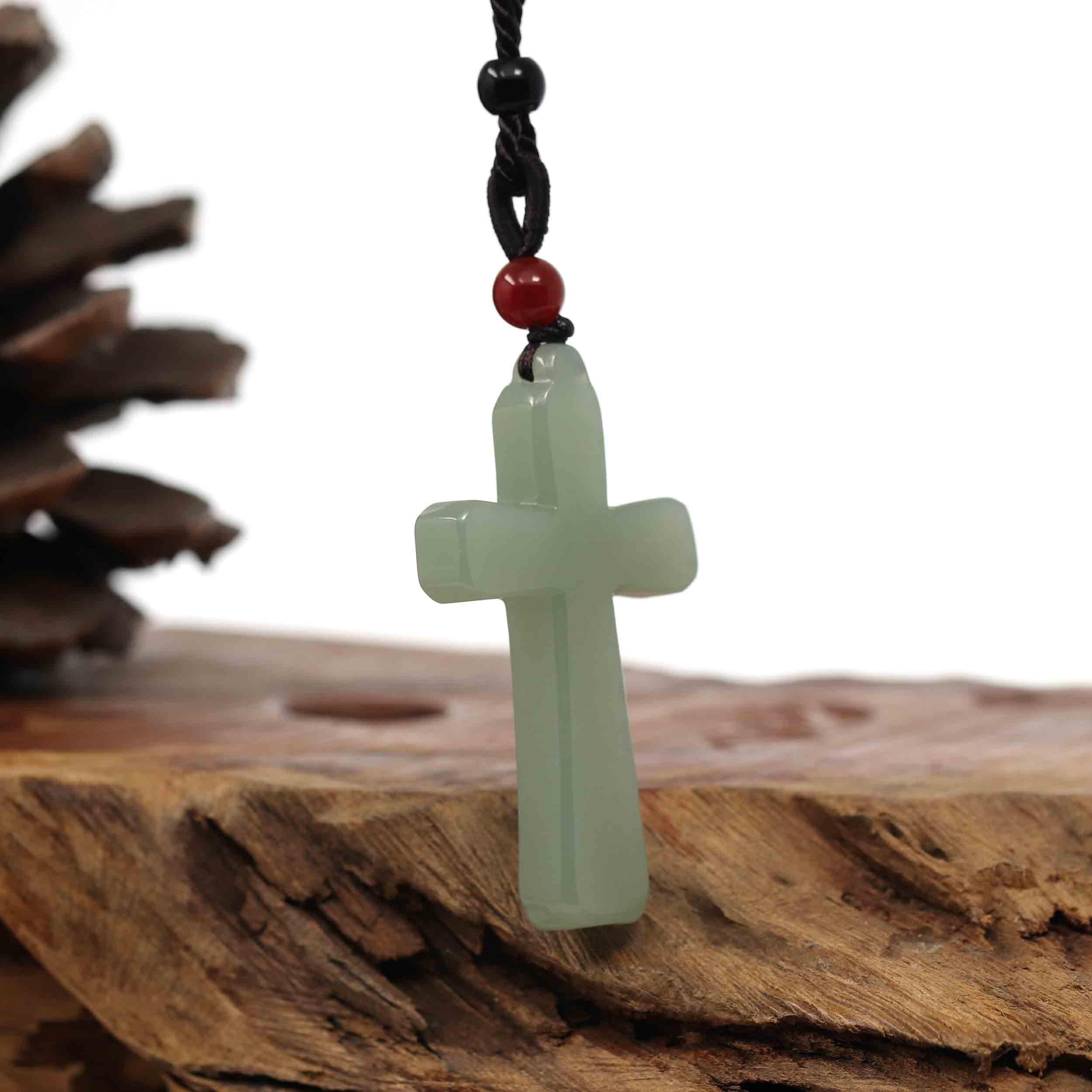 Baikalla Natural White Nephrite Jade Cross Pendant For Men – BKLA