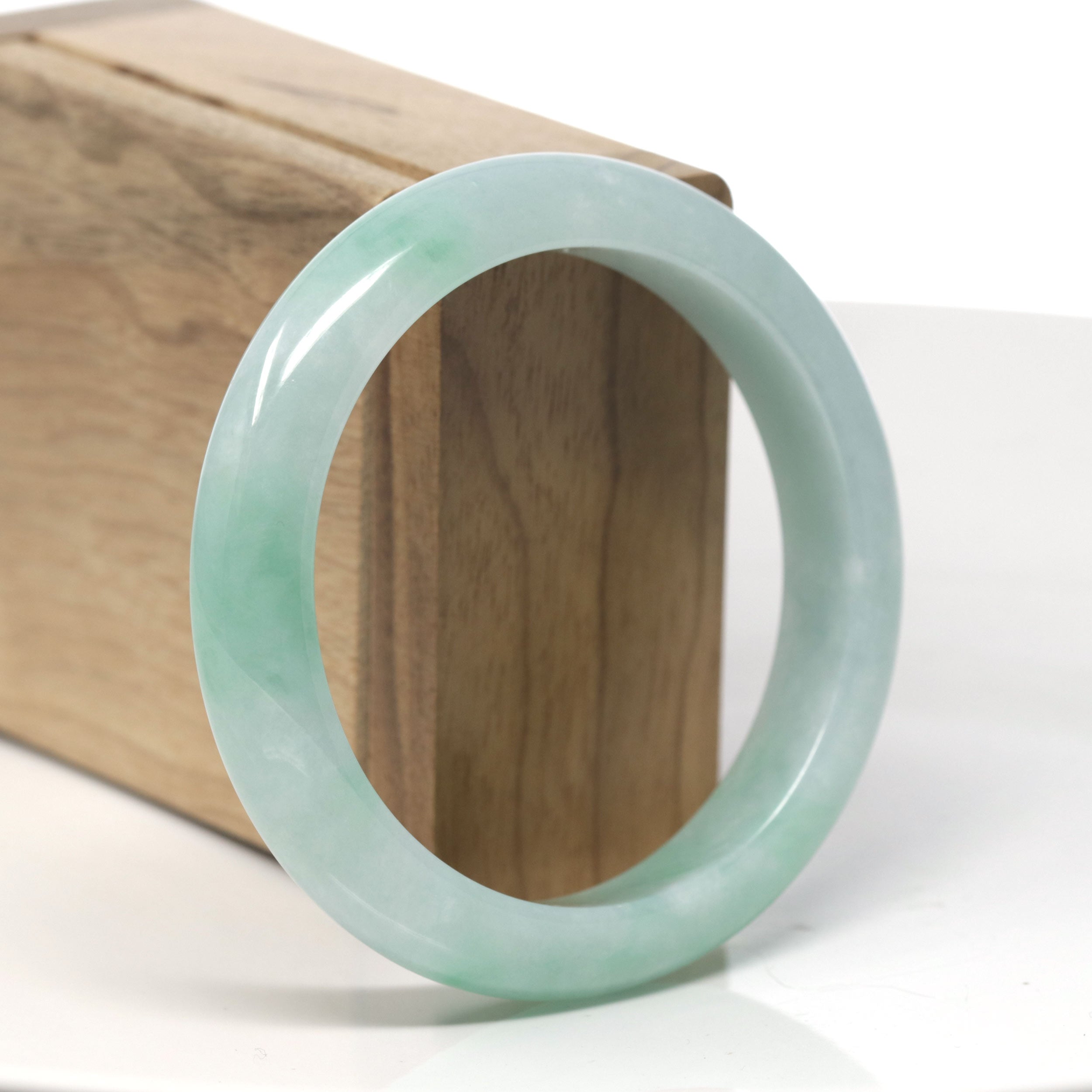 Baikalla Apple-Green Jadeite Jade "Half Round" Bangle Bracelet (58.3mm ...