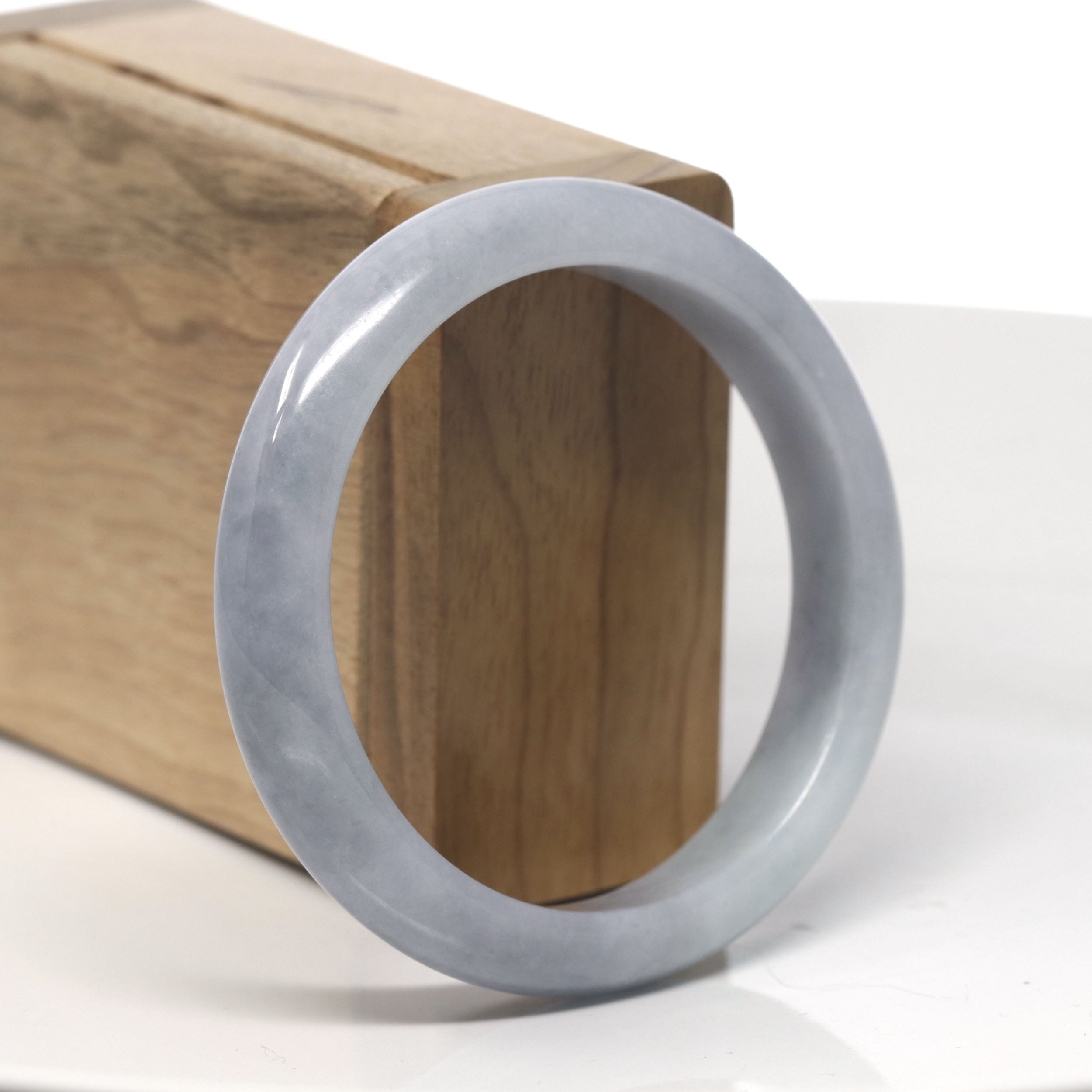 Baikalla Light Lavender & Grey Wuji Jadeite Jade "Half Round" Bangle B ...