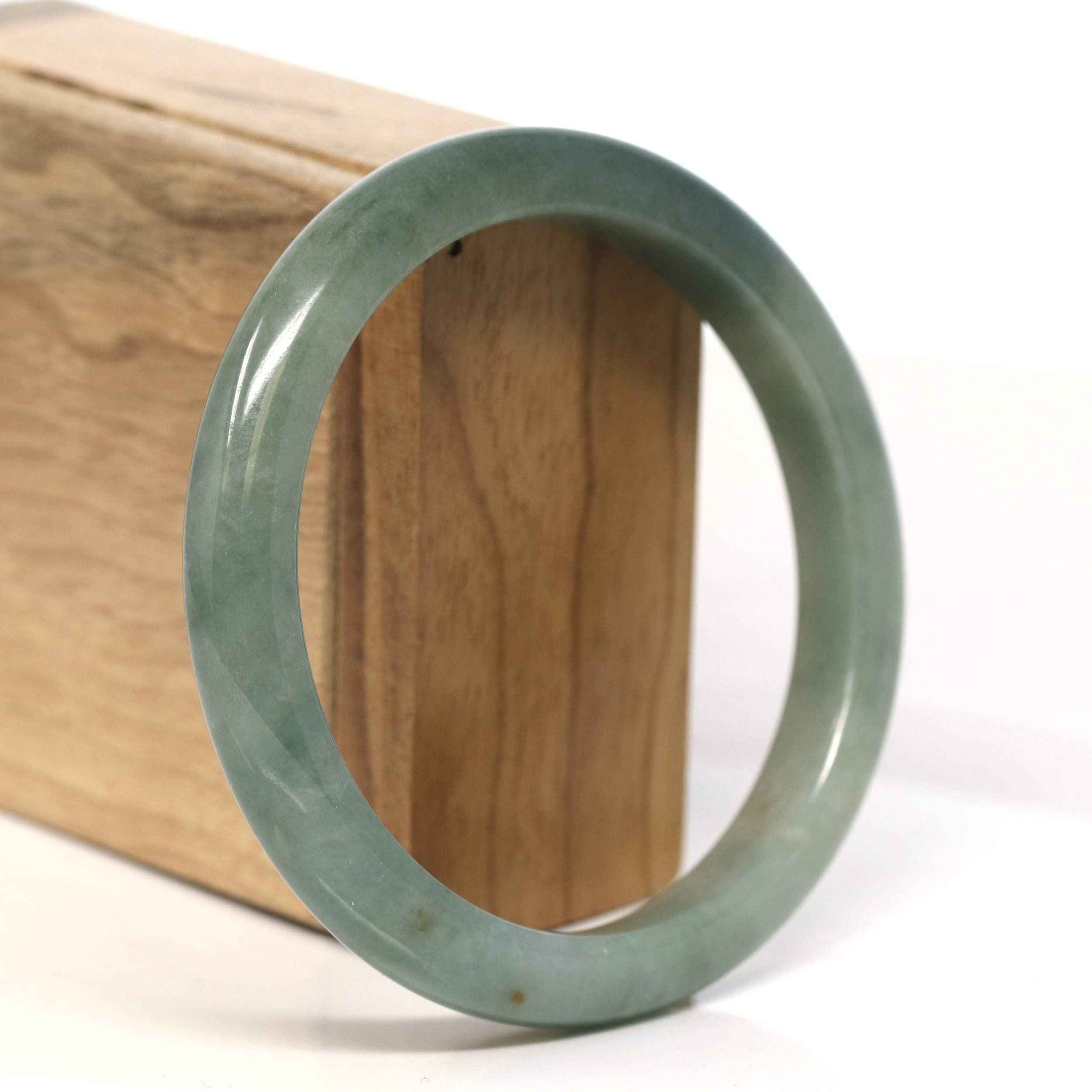 Baikalla "Half Round" Light Green Jadeite Jade Bangle Bracelet (61 mm ...