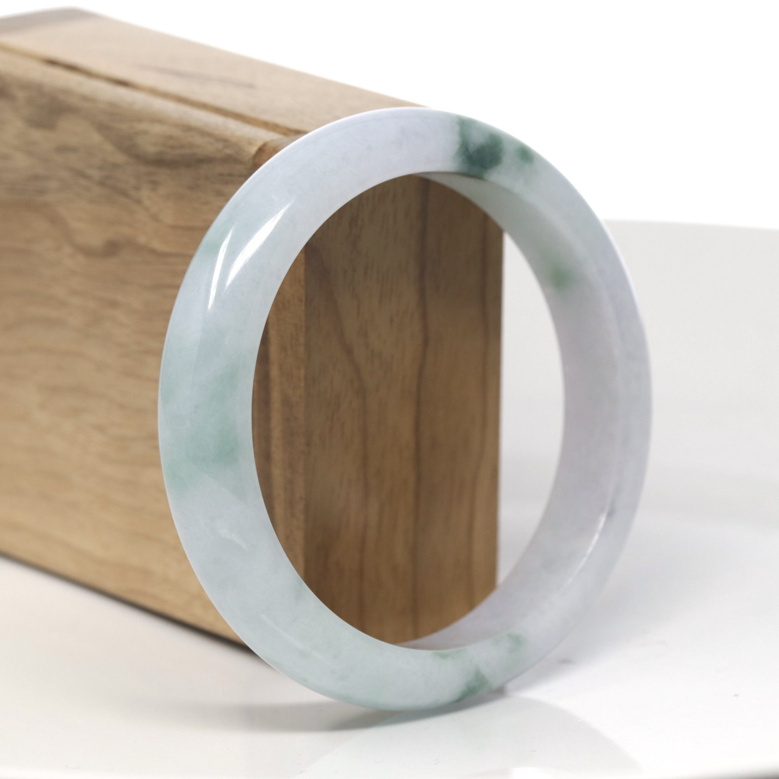 Baikalla Light Green & Lavender W/ Green Flower Jadeite Jade "Half Rou ...