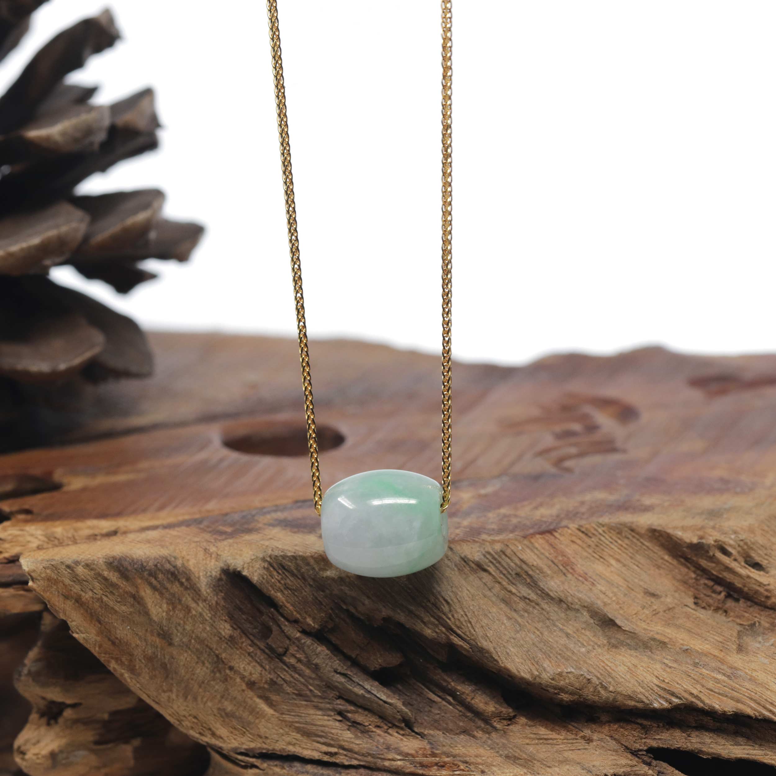 Baikalla "Good Luck Button" Light Icy White & Apple-Green Jadeite Jade ...