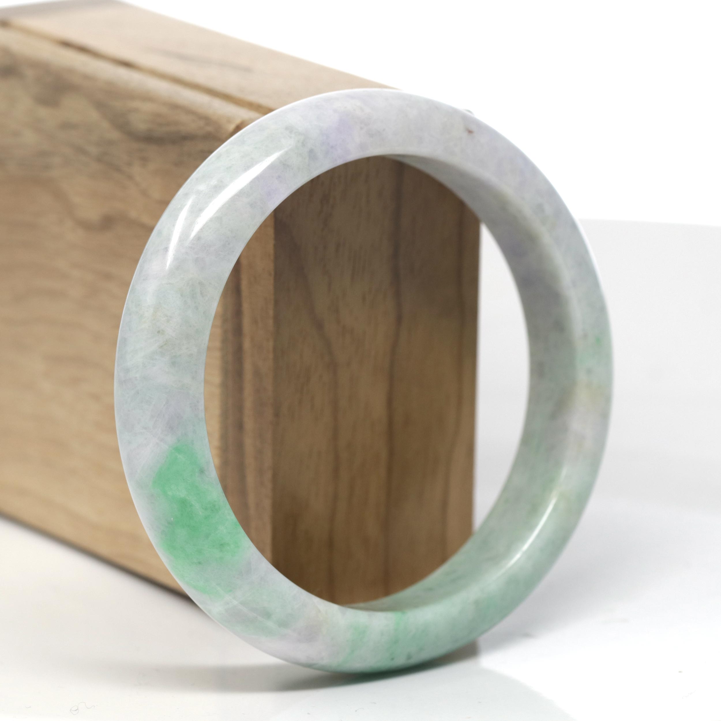 Baikalla White-Lavender & Vibrant Green Jadeite Jade Bangle Bracelet ...