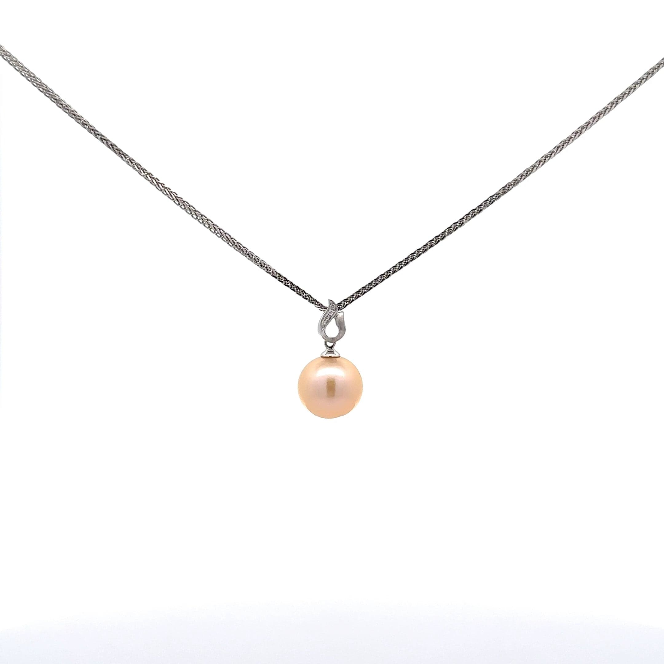 Baikalla 18k White Gold Culture Pink River Pearl Necklace With Diamond ...