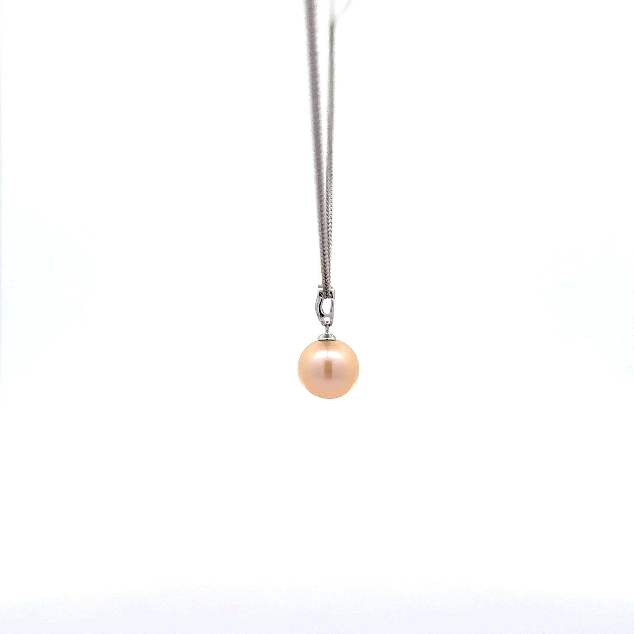 Baikalla 18k White Gold Culture Pink River Pearl Necklace With Diamond ...
