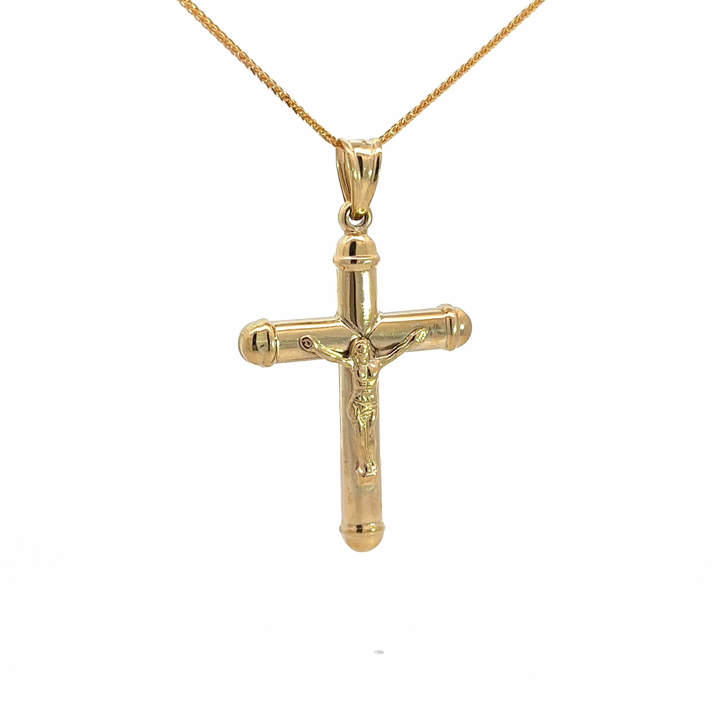 14k Yellow Gold Hallow Cross Pendant Necklace – BKLA
