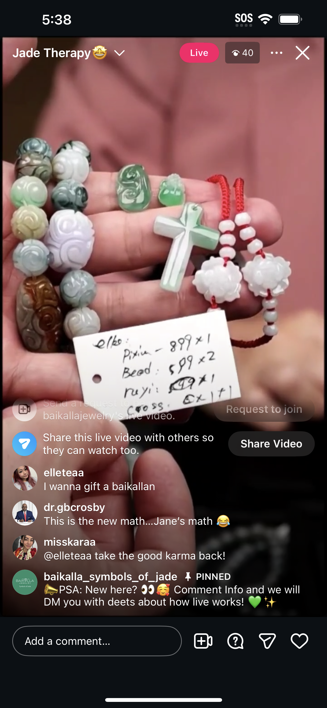 "Live" Green & White Genuine Jadeite Jade Cross (11/24/25) – BKLA