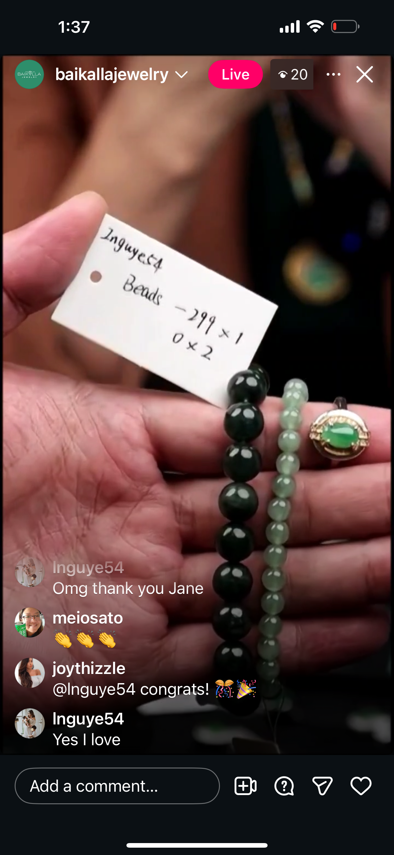 "Live" Sea Green Jadeite Jade Bead Bracelet (12/01/2025) – BKLA