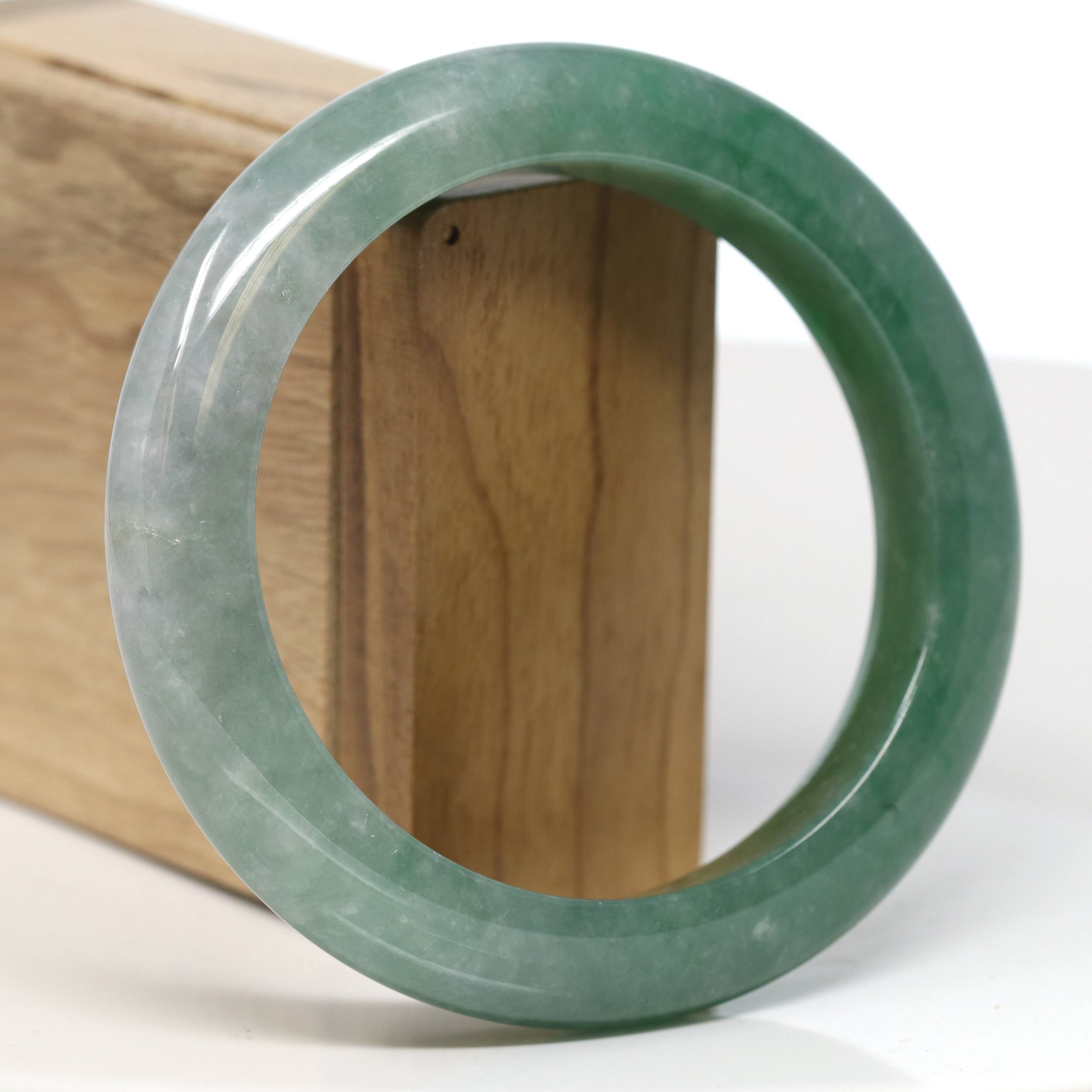 Baikalla "Half Round" Forest Green Jade Bangle Bracelet (61.75mm) #T52 ...