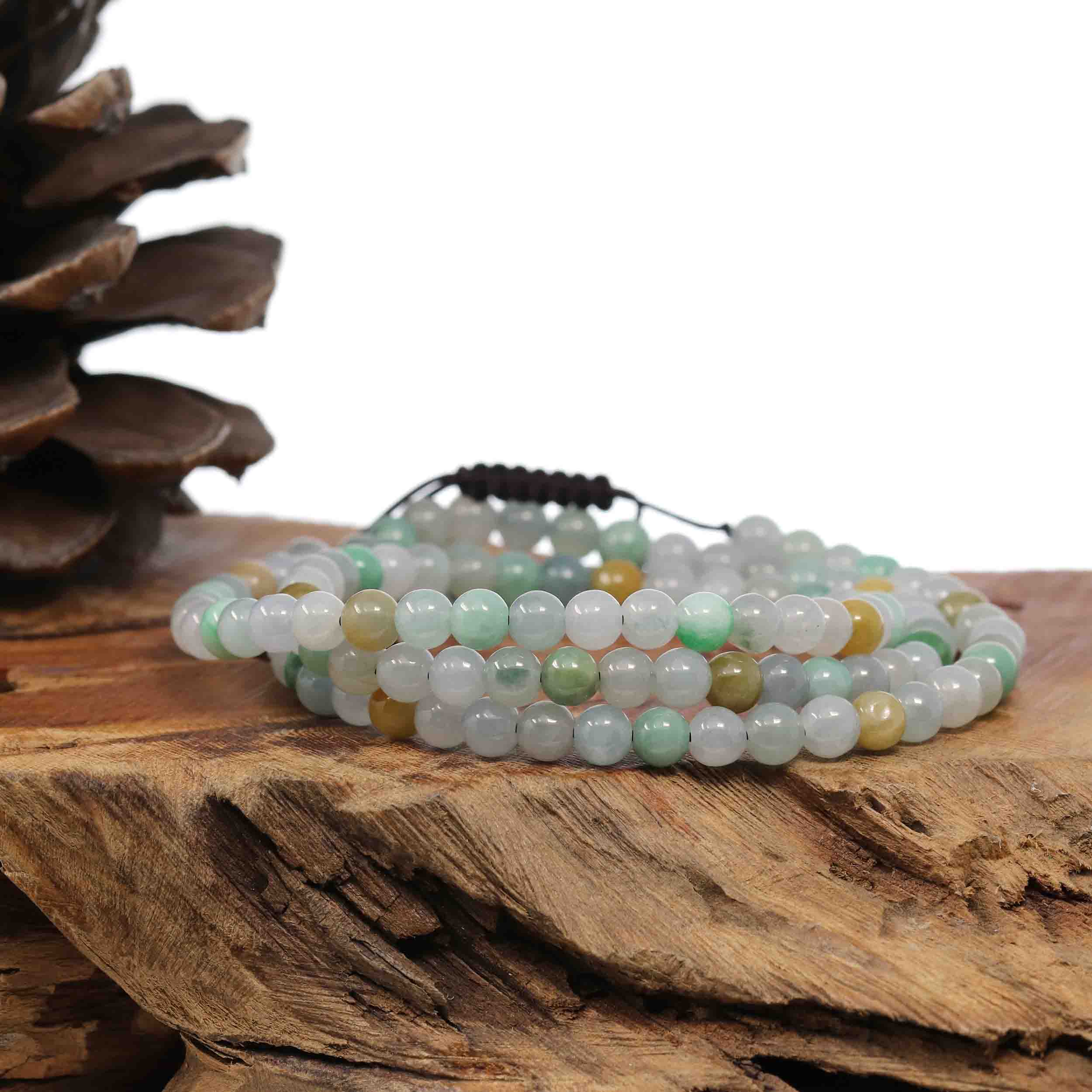 Natural Multi Colored Jadeite Jade 108 Round Beads Buddha Rosary ( 6 m ...