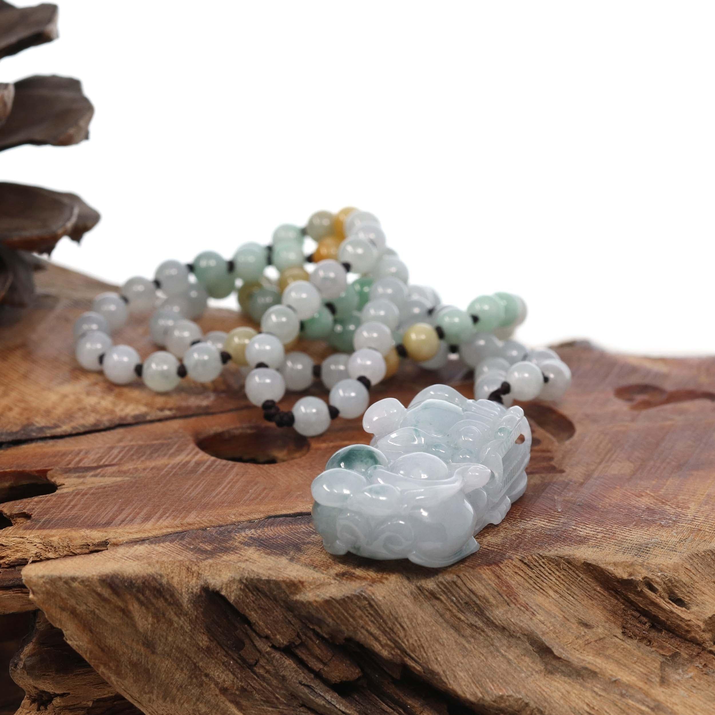 Baikalla™ Pi Xiu Genuine Blue Green Jadeite Jade PiXiu Pendant Necklace ...
