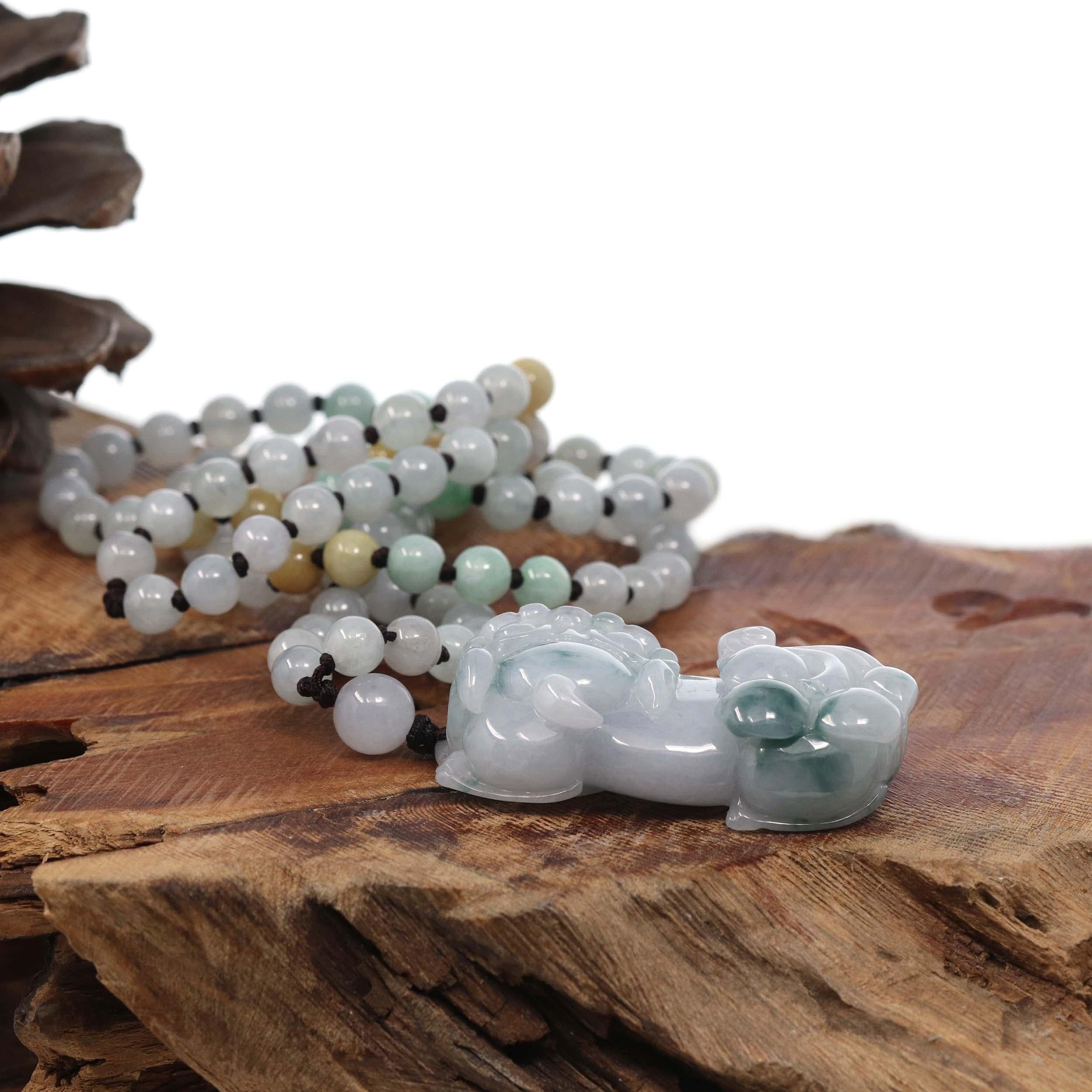 Baikalla™ Pi Xiu Genuine Blue Green Jadeite Jade PiXiu Pendant Necklace ...