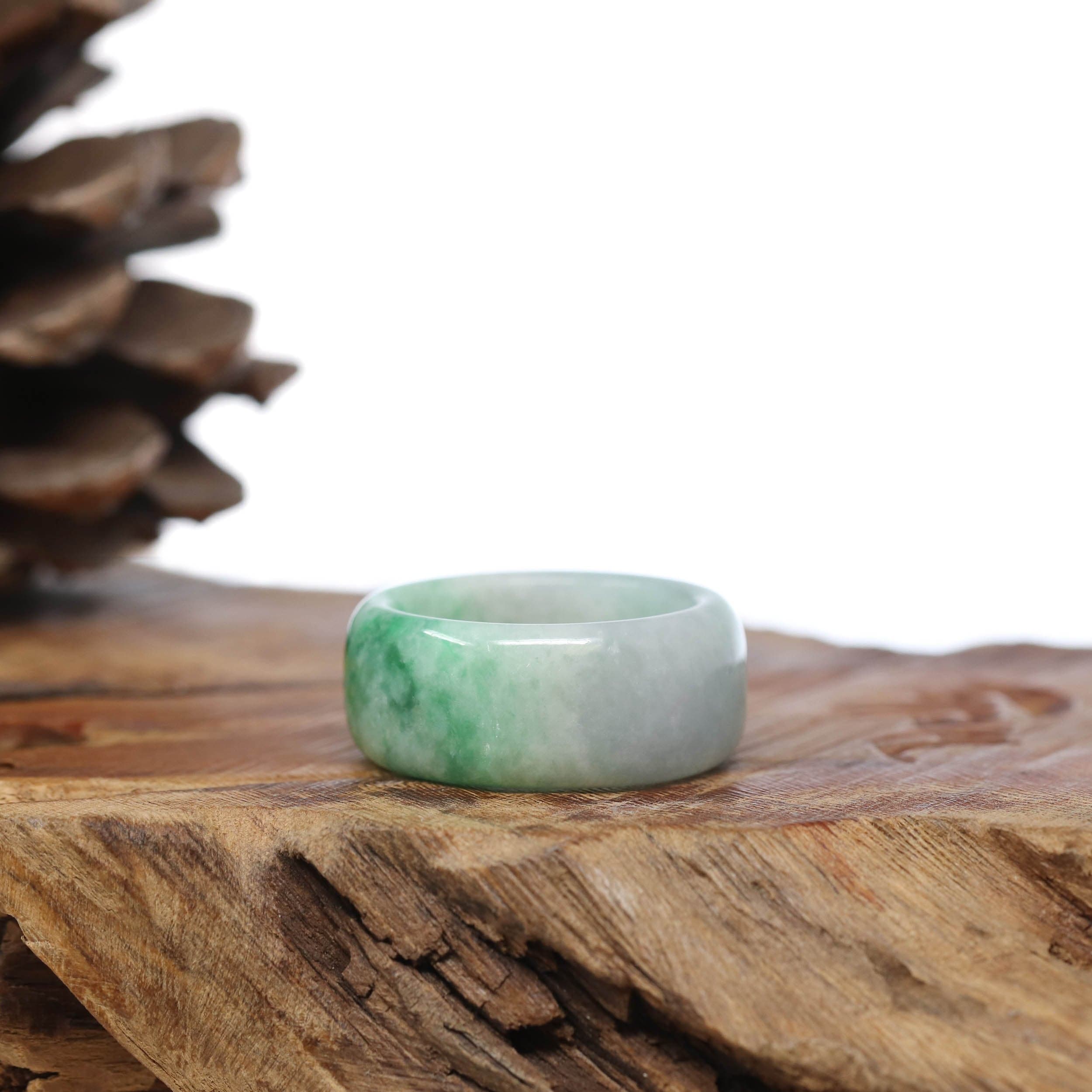 Natural Burmese Green Jadeite Jade Band Men's Ring – BKLA