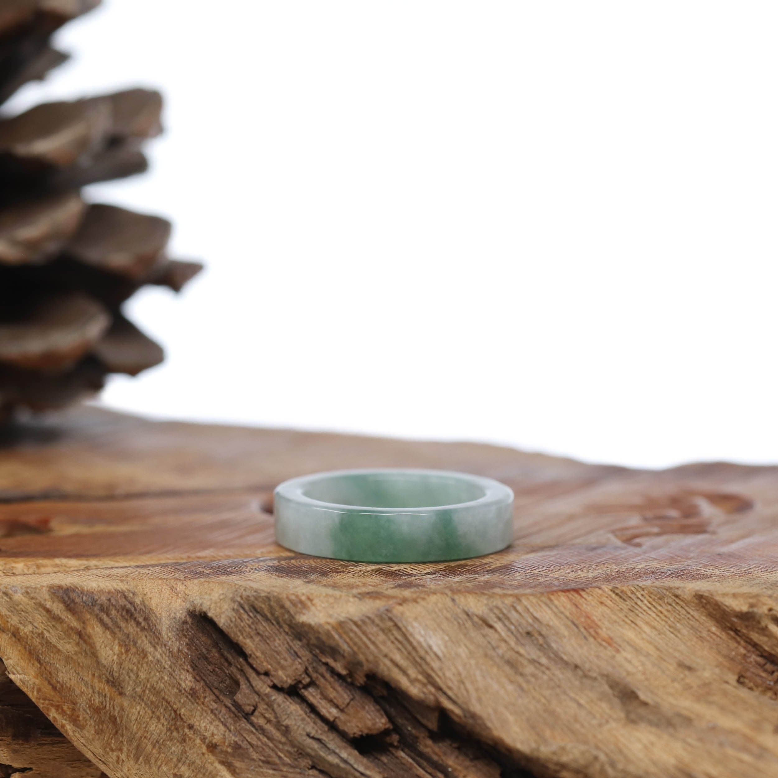 Natural Burmese Green Jadeite Jade Band Men's Ring – BKLA