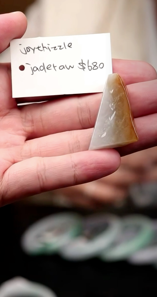 "Live" Natural Yellow ish Brown Jadeite Jade Raw Stone (For custom)"(0 ...