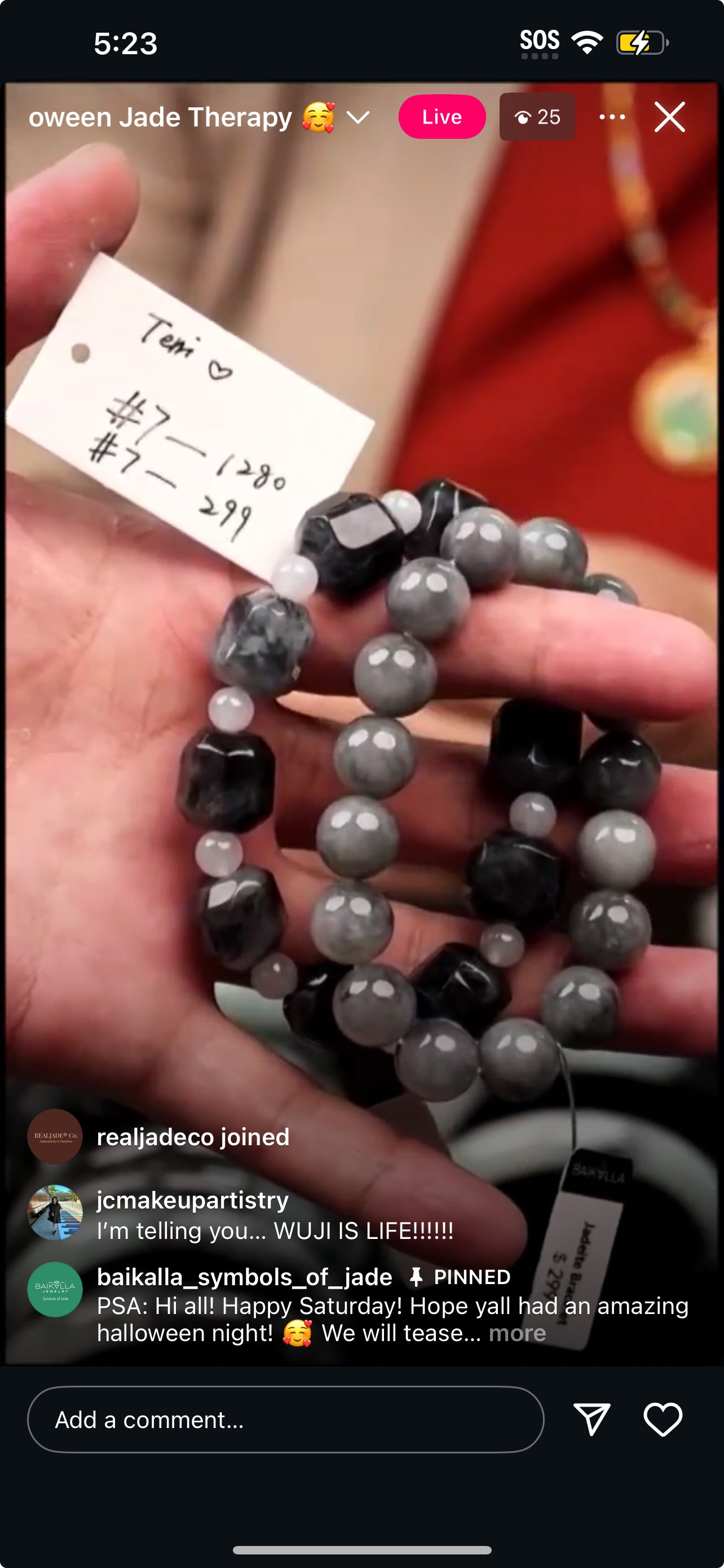 "Live" Natural Grey WuJi Jadeite Jade Beads Bracelet (11/01/25) – BKLA