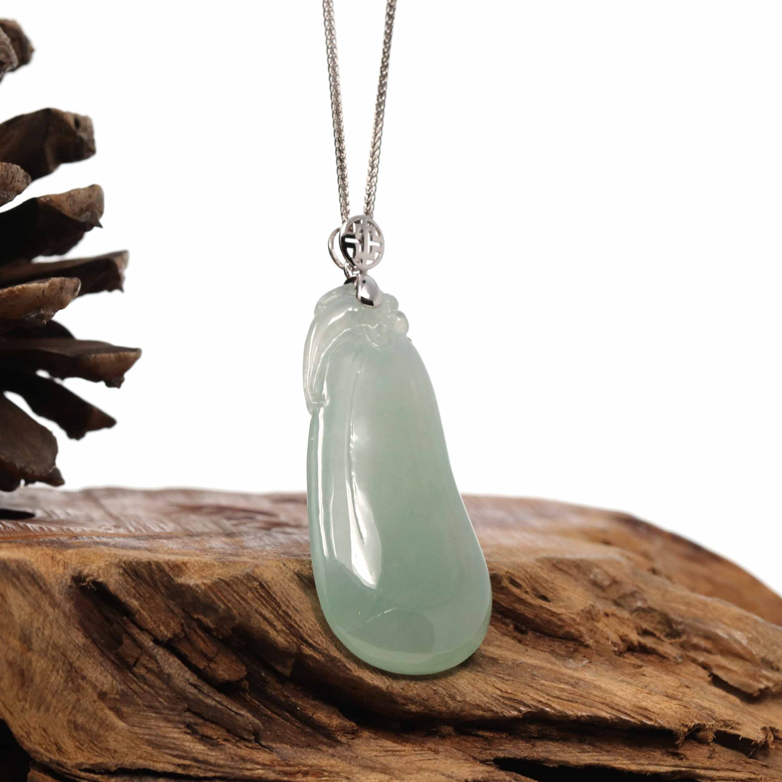 Baikalla Icy Green "Shou Tao" (Longevity Peach) Genuine Burmese Jadeit ...