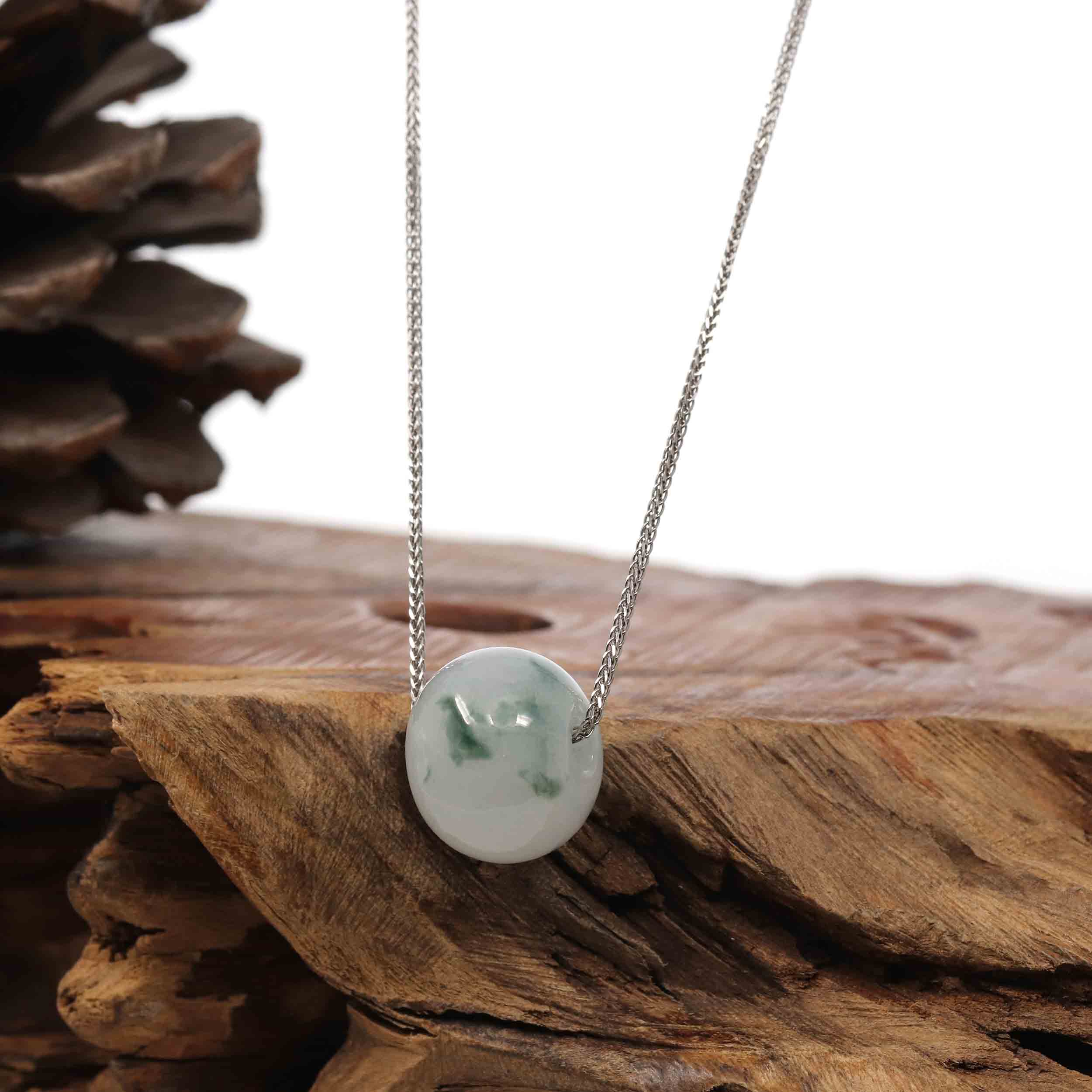 Baikalla™ "Good Luck Button" Necklace Real Ice Blue Green Jade Lucky K ...
