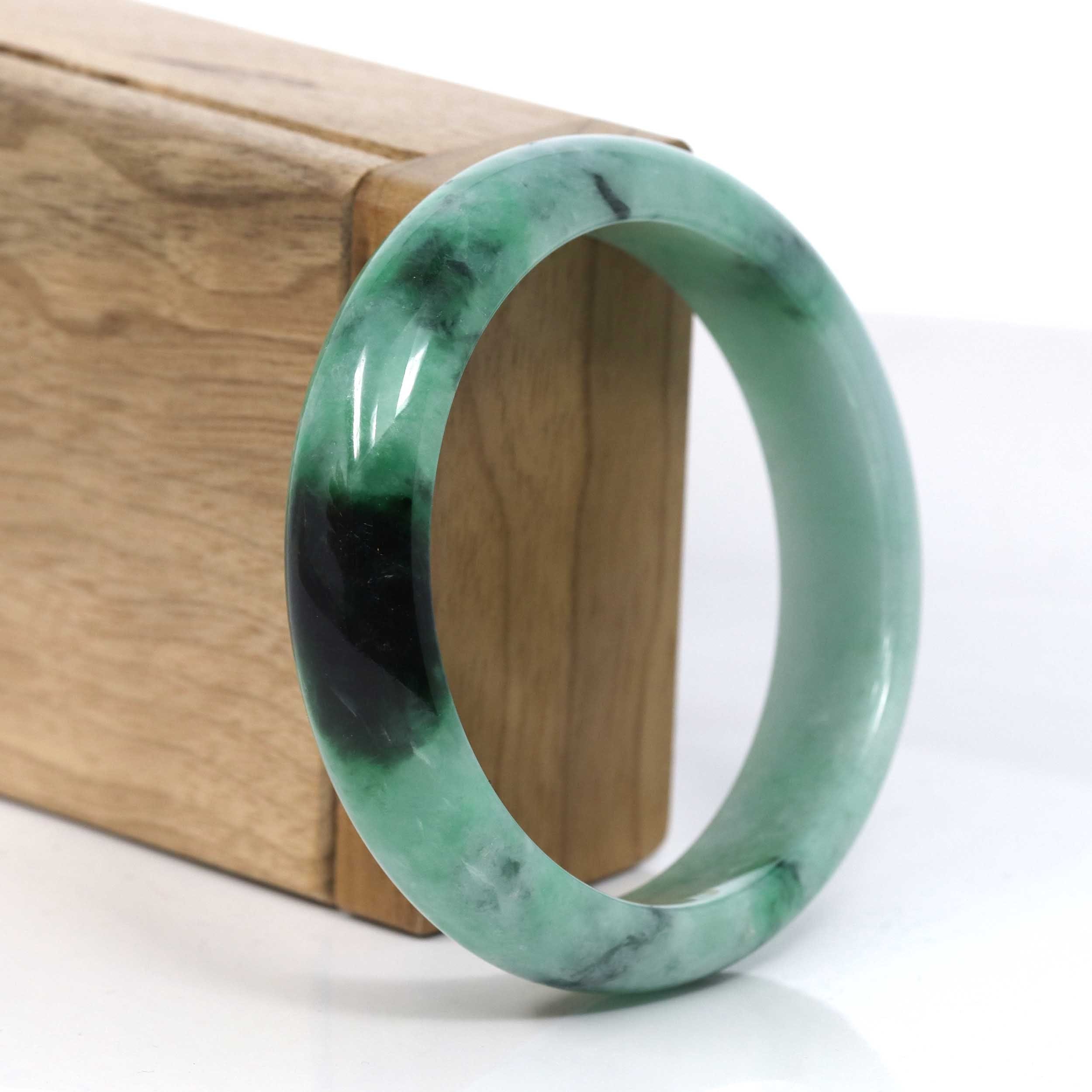 "Classic Bangle" Forest Green Genuine Jadeite Jade Bangle (58 mm ) #95 ...