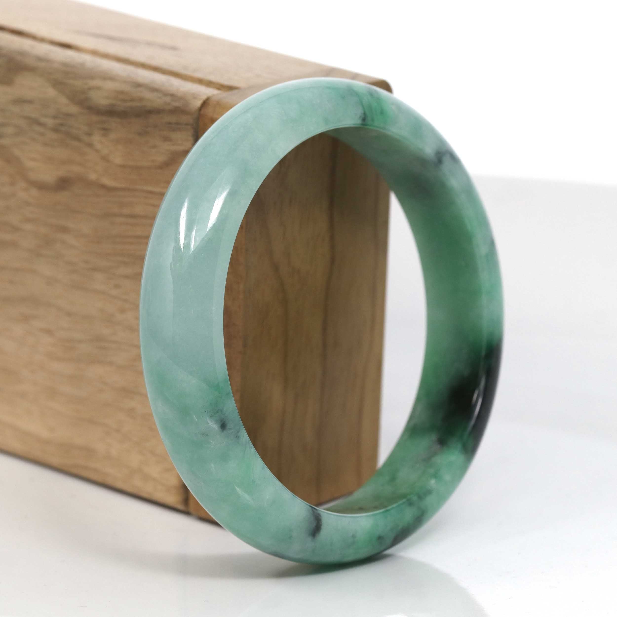 "Classic Bangle" Forest Green Genuine Jadeite Jade Bangle (58 mm ) #95 ...