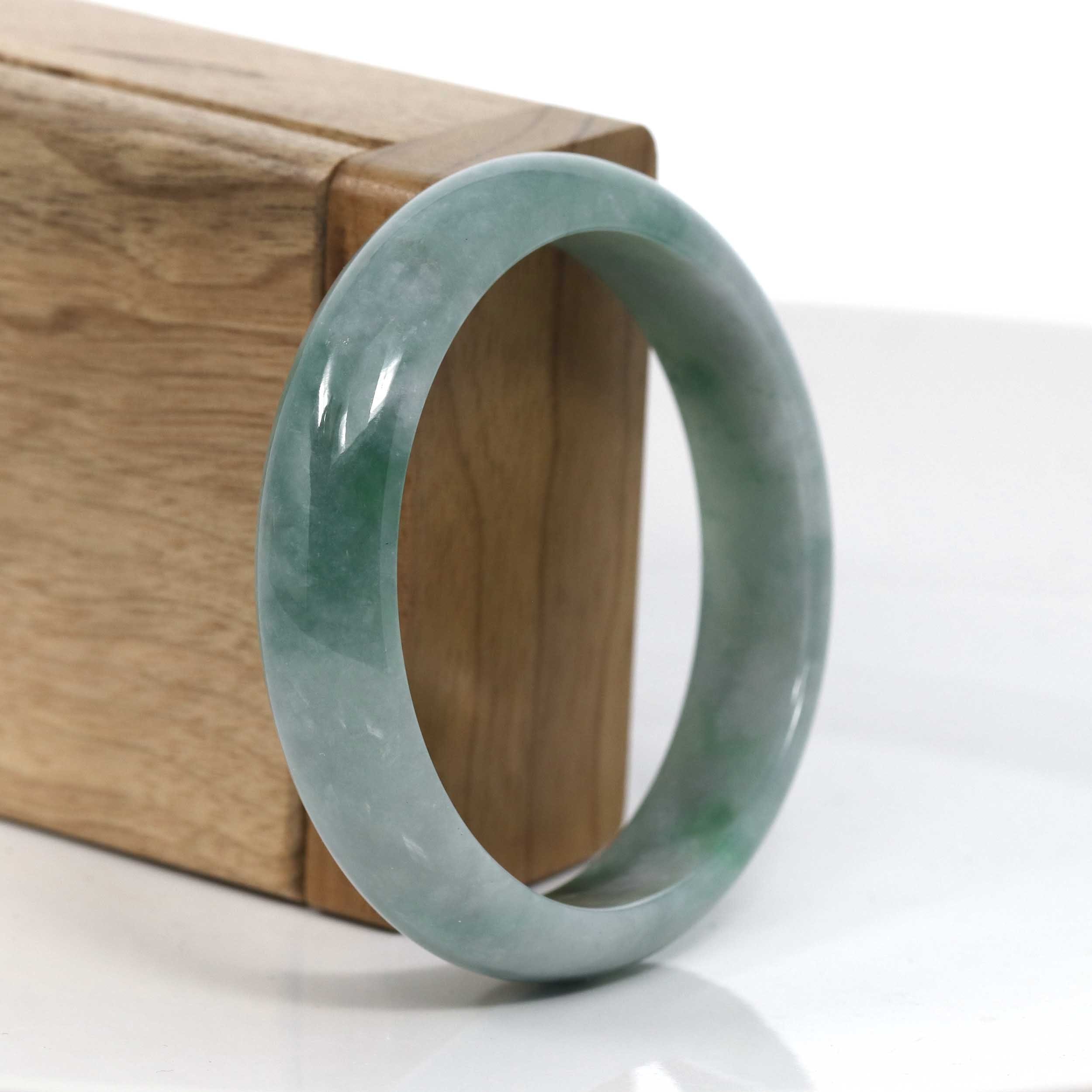 Classic Forest Green Natural Burmese Jadeite Jade Bangle (57.18 mm) #9 ...