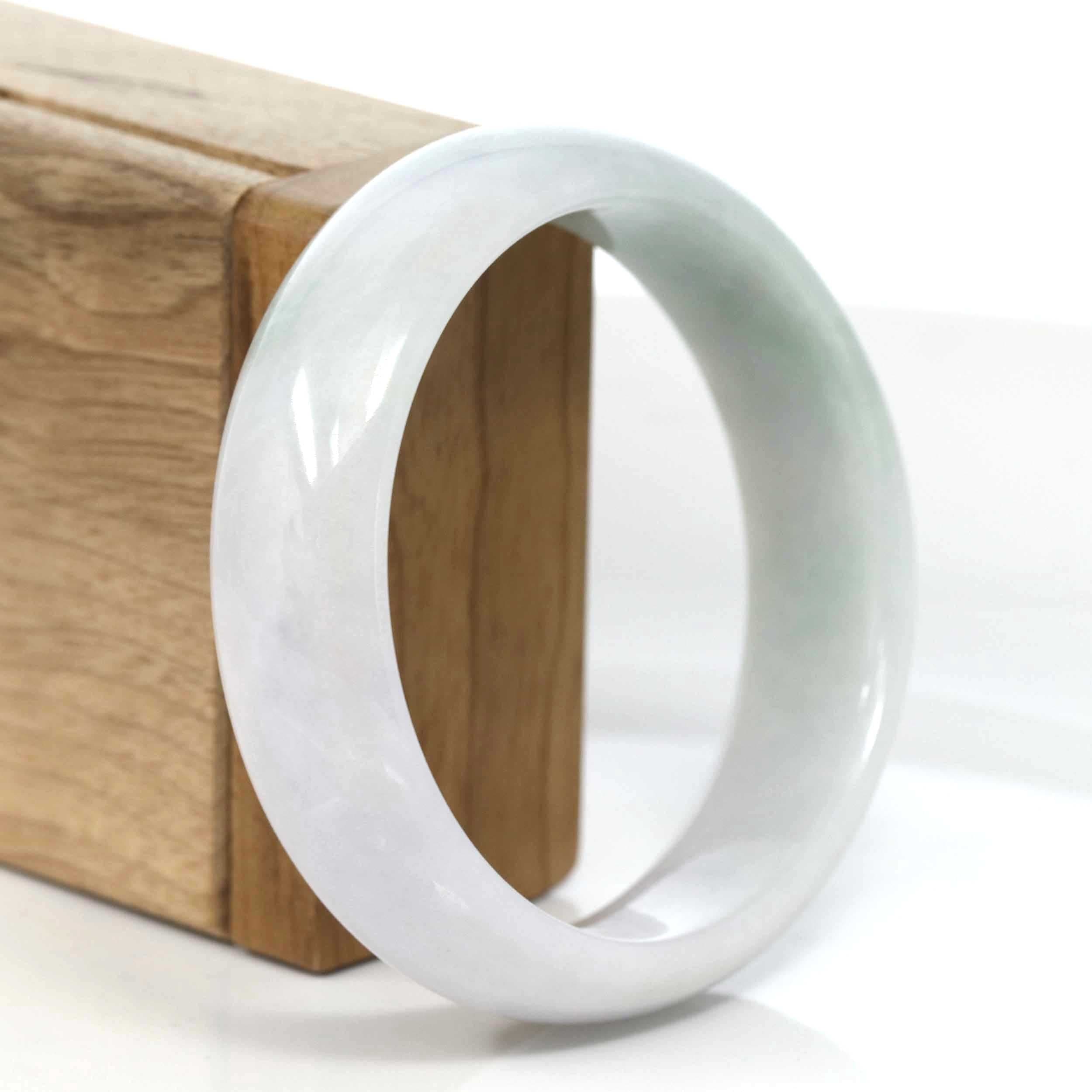 Genuine Burmese White Lavender Jadeite Jade Bangle Bracelet (59.7mm ...