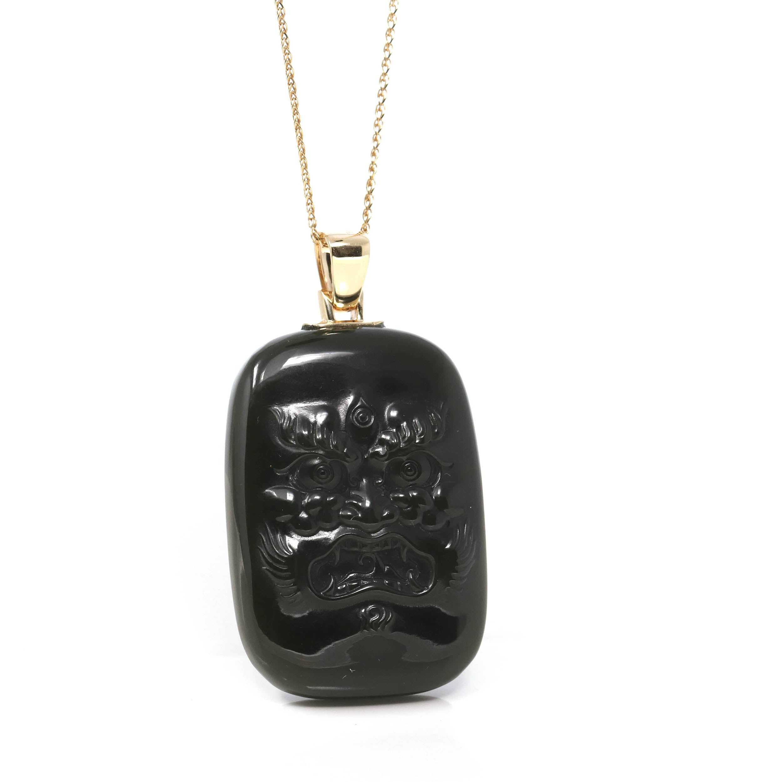 Baikalla™ 14K Yellow Gold Genuine Nephrite Black Jade " Da Hei Tian ...
