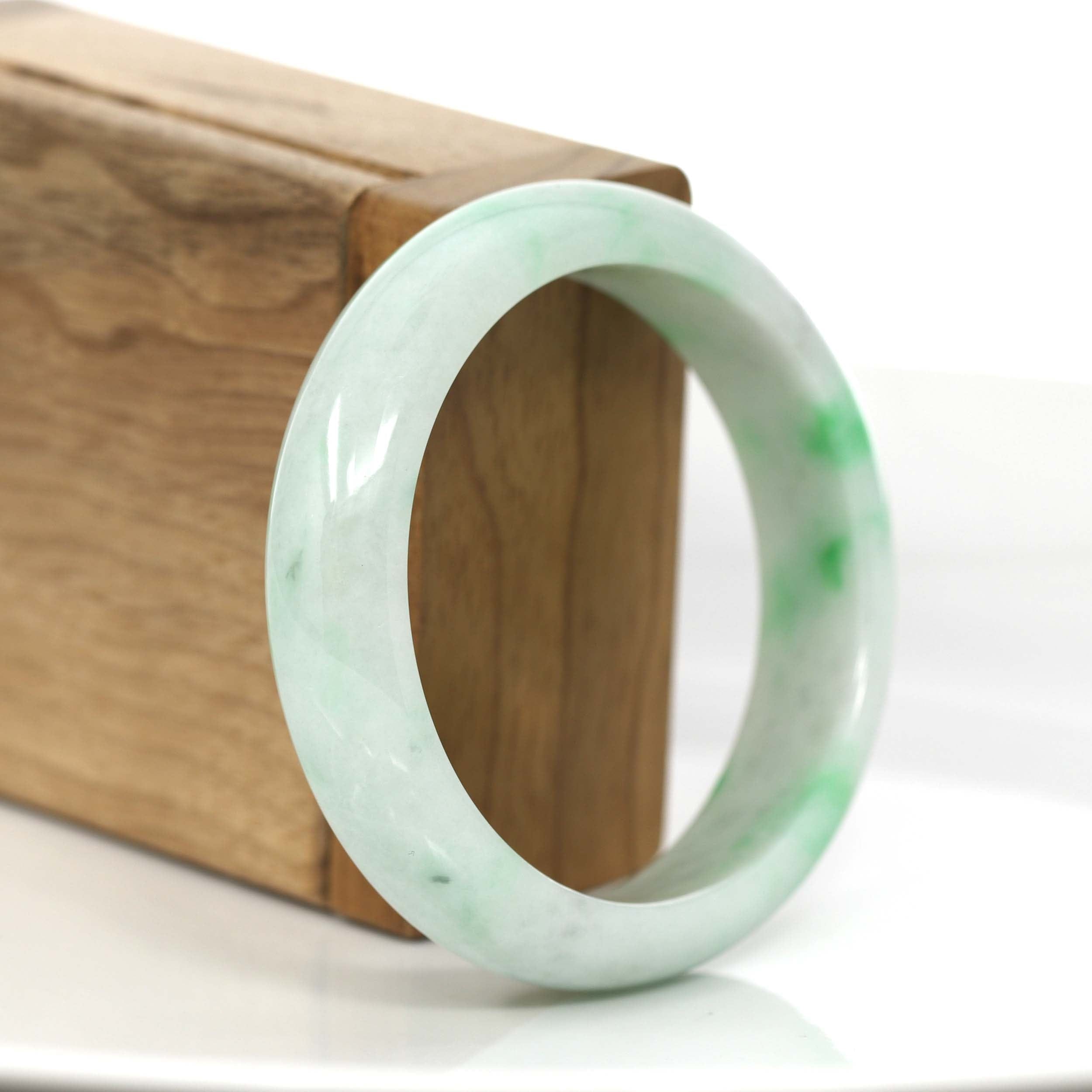 "Classic Half-Round Bangle" Genuine Burmese Green Jadeite Jade Bangle ...