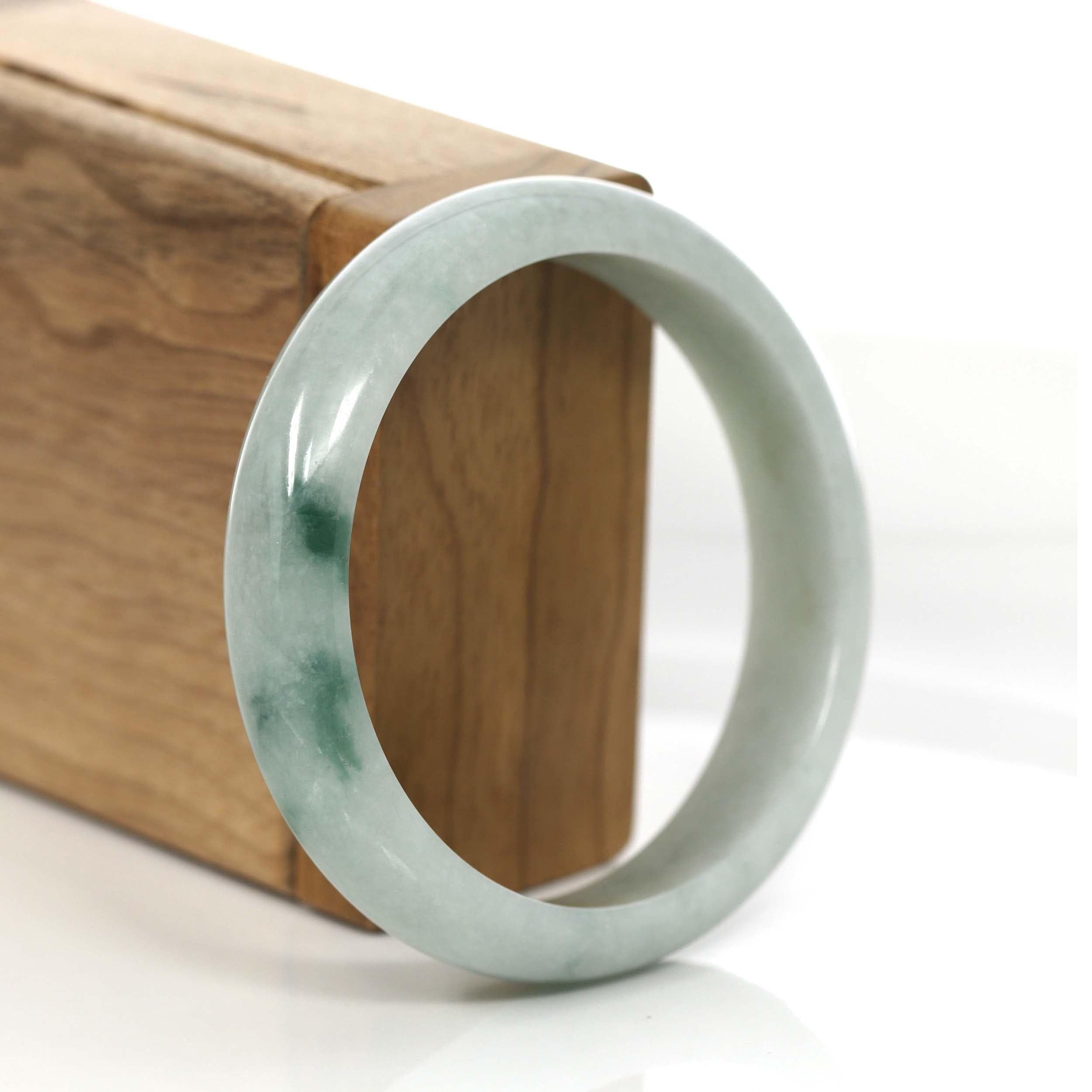 "Classic Princess Half Round" Blue- Green Jadeite Jade Bangle (58 mm ...