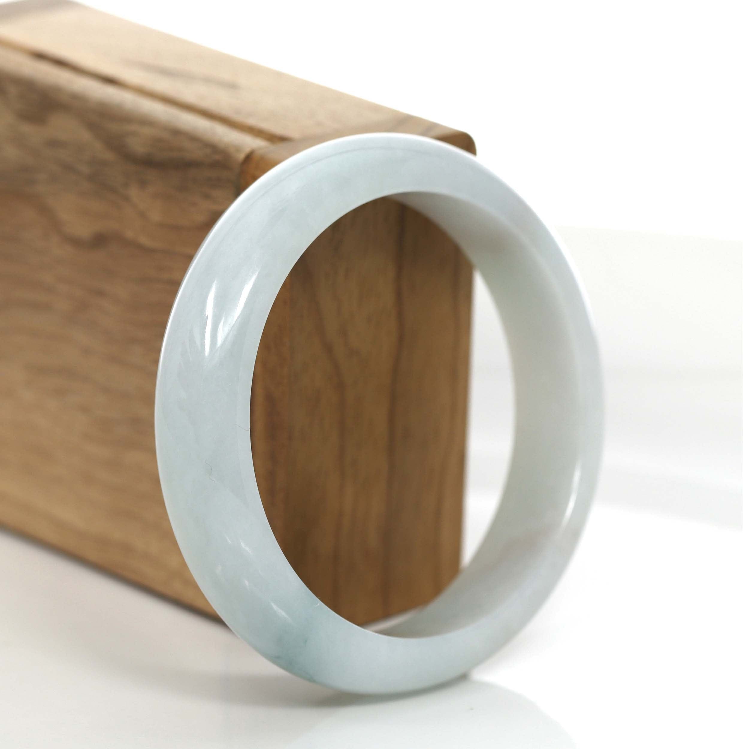 "Classic Princess Half Round" Blue- Green Jadeite Jade Bangle (57.77 m ...