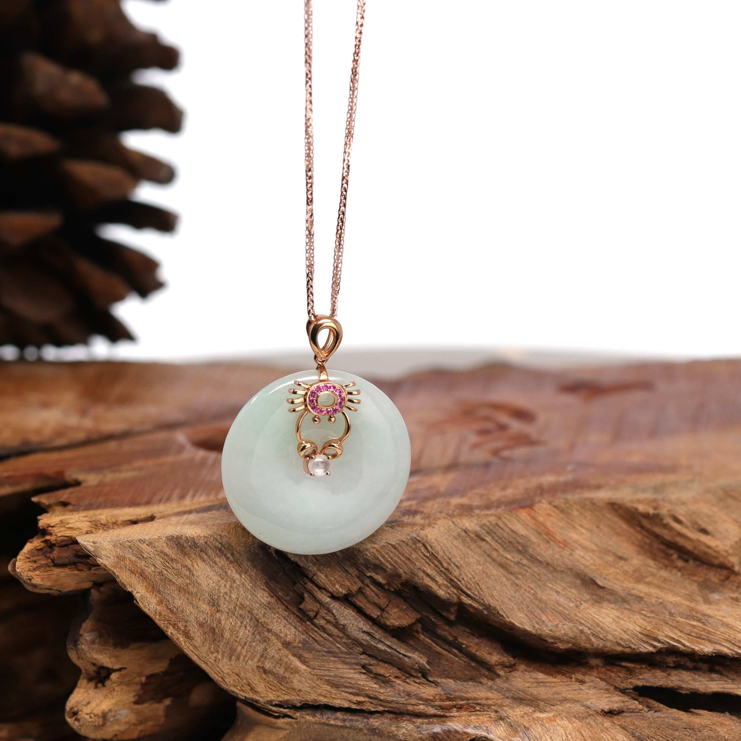 18k Gold Jade Jadeite Constellation Zodiac Sign (Cancer) Necklace ...