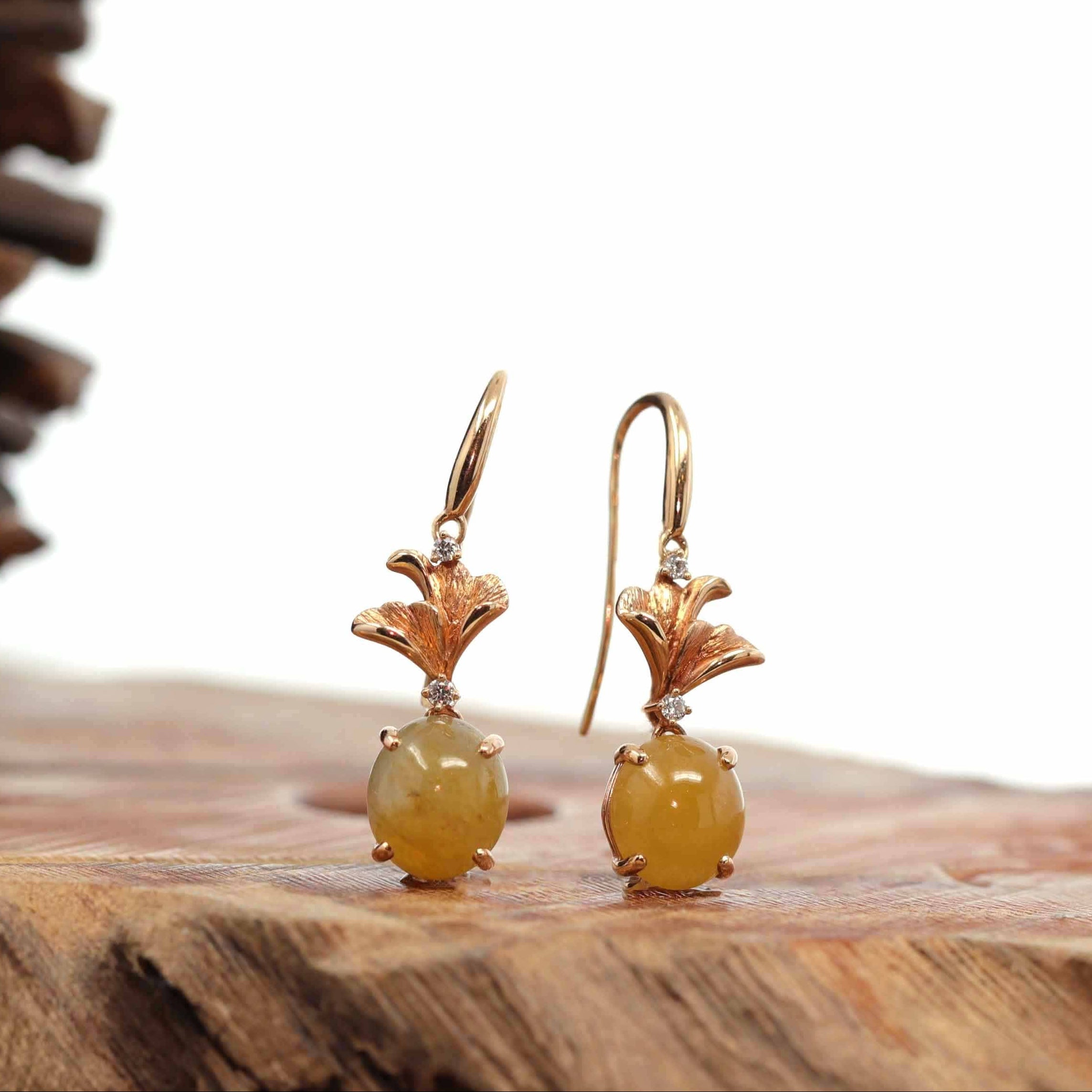 Rose Gold Jade Jadeite Drop Earrings | real Jade Jewelry | baikalla.com ...