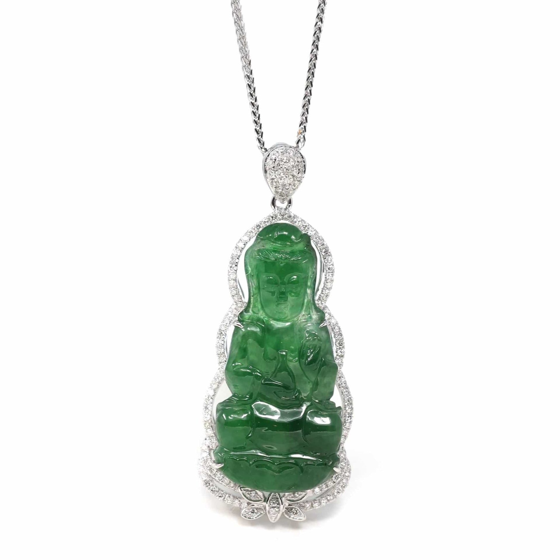 18K White Gold High-End Imperial Jadeite Jade "Goddess of Compassion ...