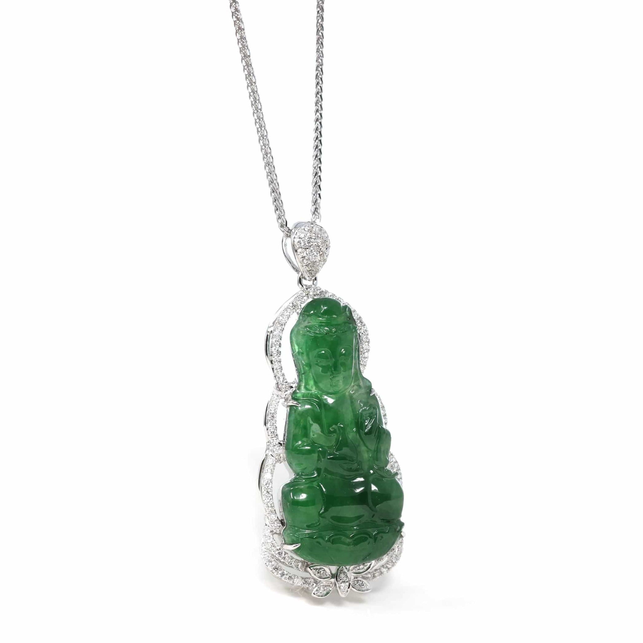 18K White Gold High-End Imperial Jadeite Jade "Goddess of Compassion ...