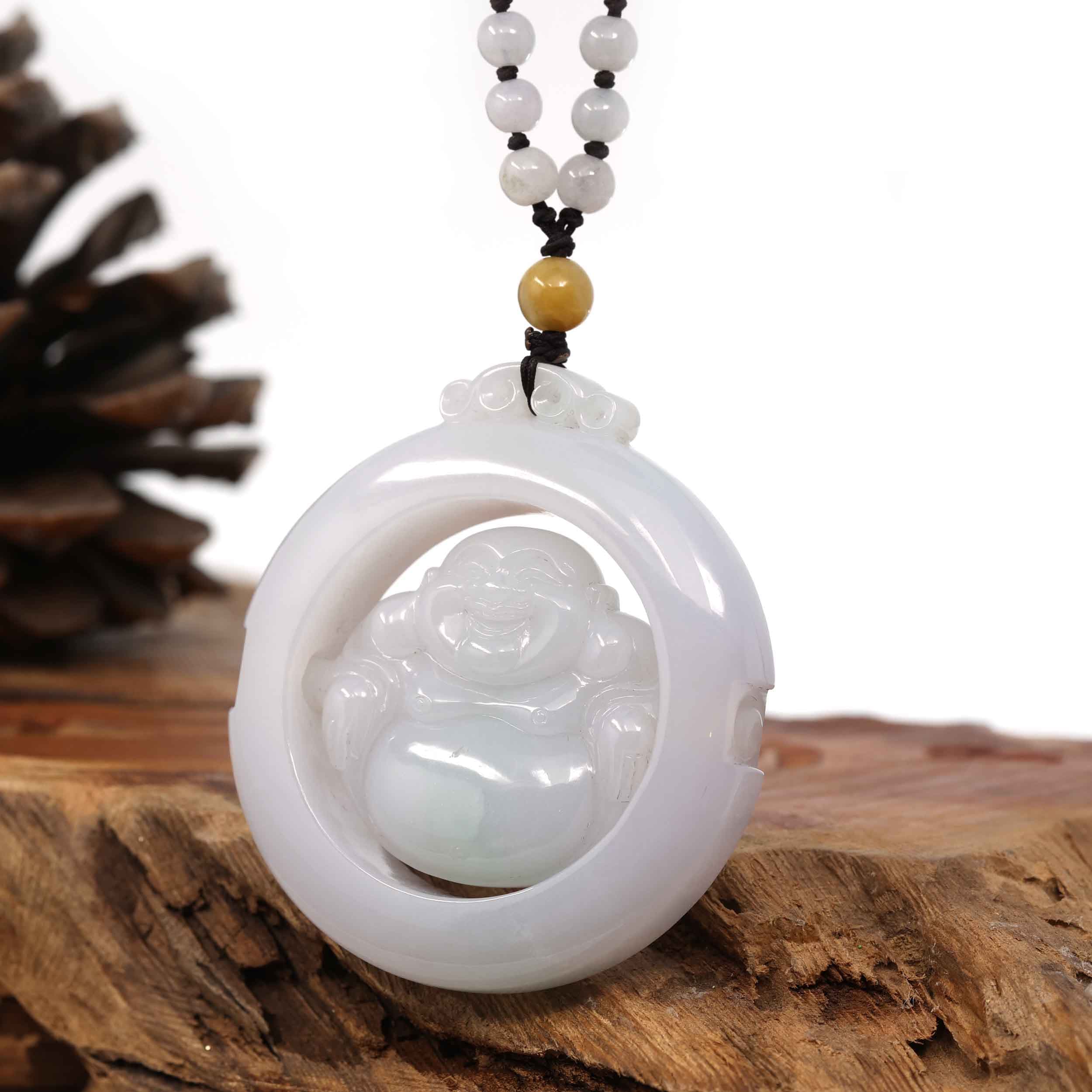Baikalla "Goddess of Compassion" Genuine Burmese Jadeite Jade Happy Bu ...