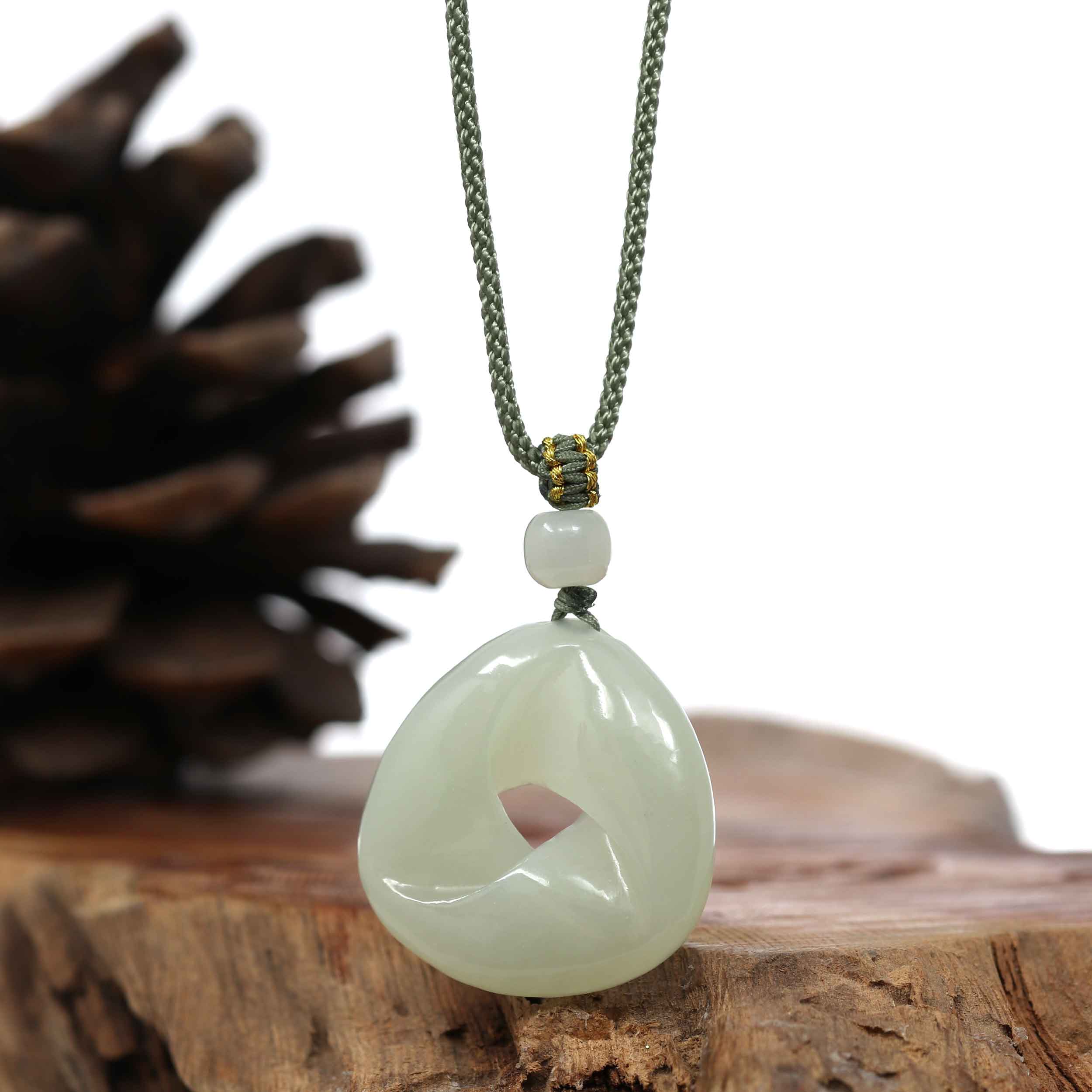 Genuine White Nephrite Jade Infinity Pendant Necklace – BKLA