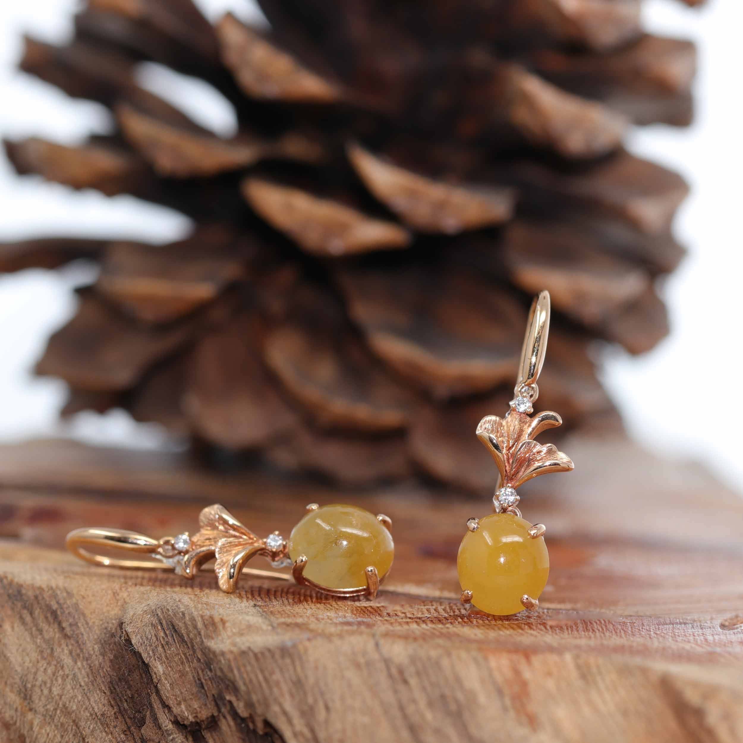 Rose Gold Jade Jadeite Drop Earrings | real Jade Jewelry | baikalla.com ...