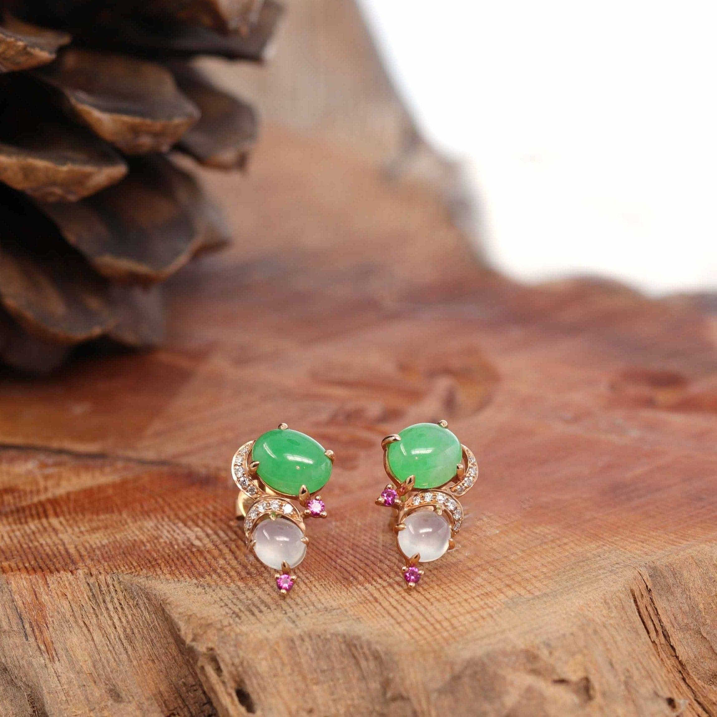 Rose Gold Jade Jadeite Drop Earrings | real Jade Jewelry | baikalla.com ...