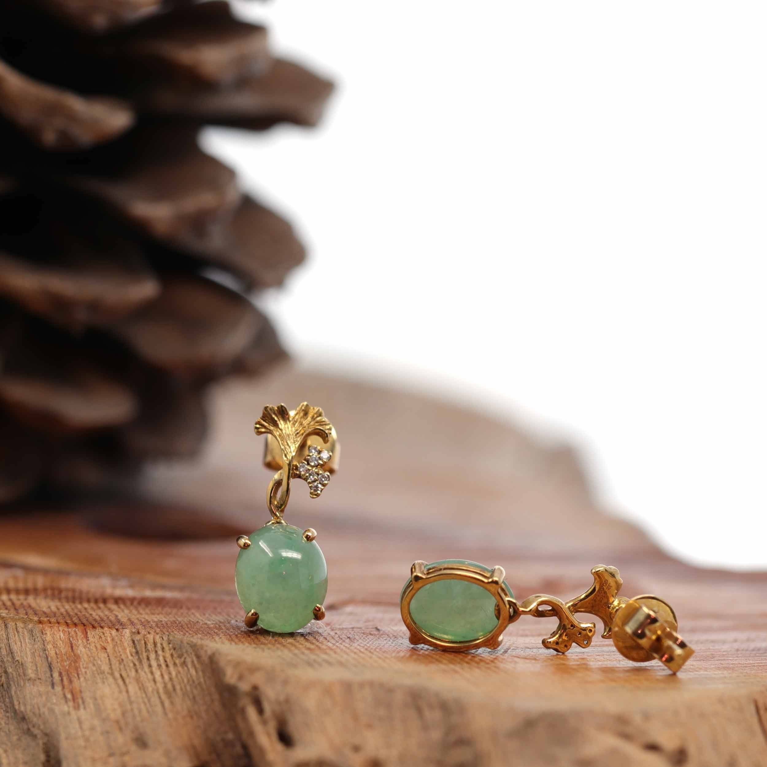 Rose Gold Jade Jadeite Drop Earrings | real Jade Jewelry | baikalla.com ...