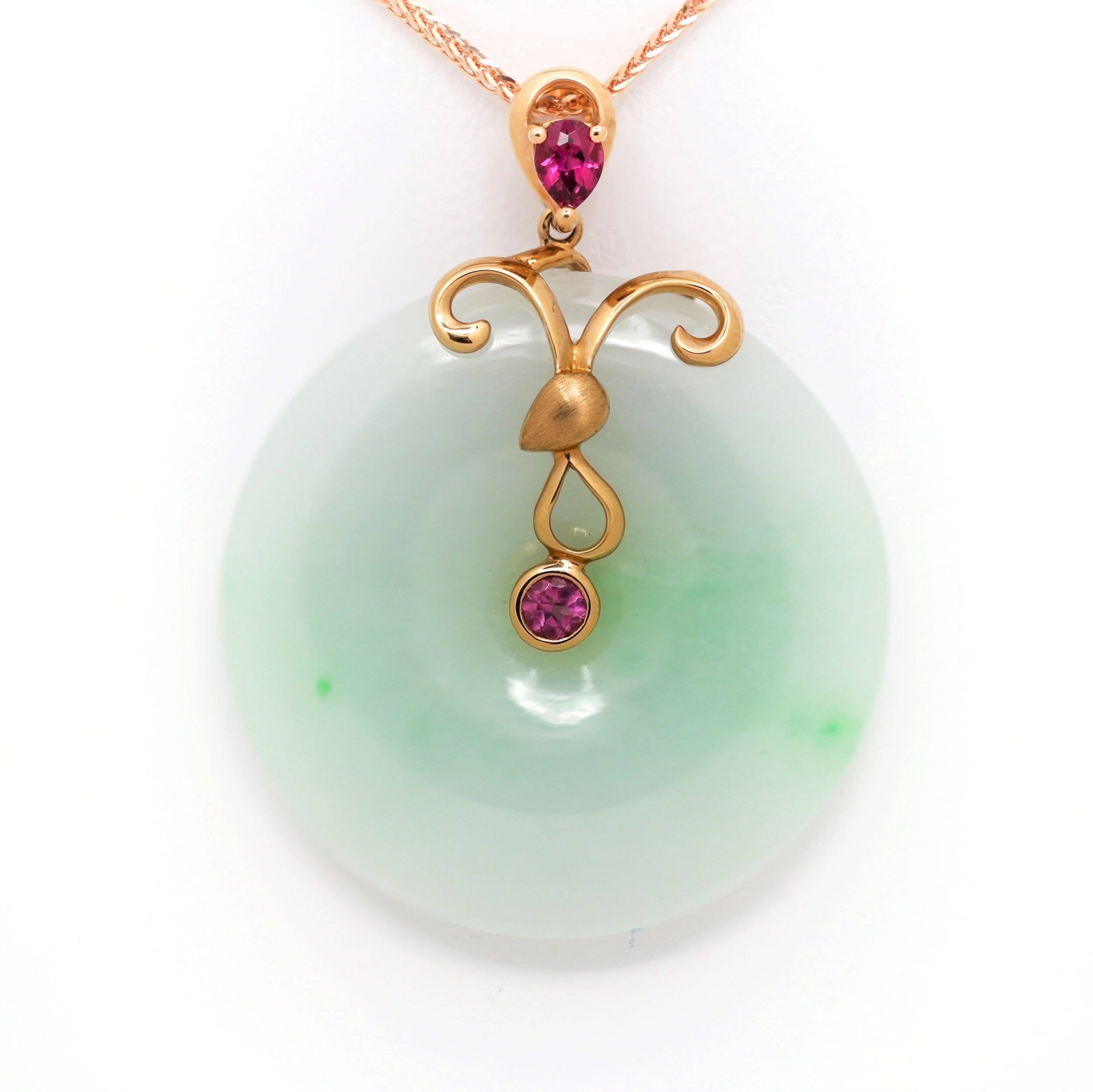 18k Rose Gold Genuine Burmese Jadeite Constellation (Aries) Necklace P ...