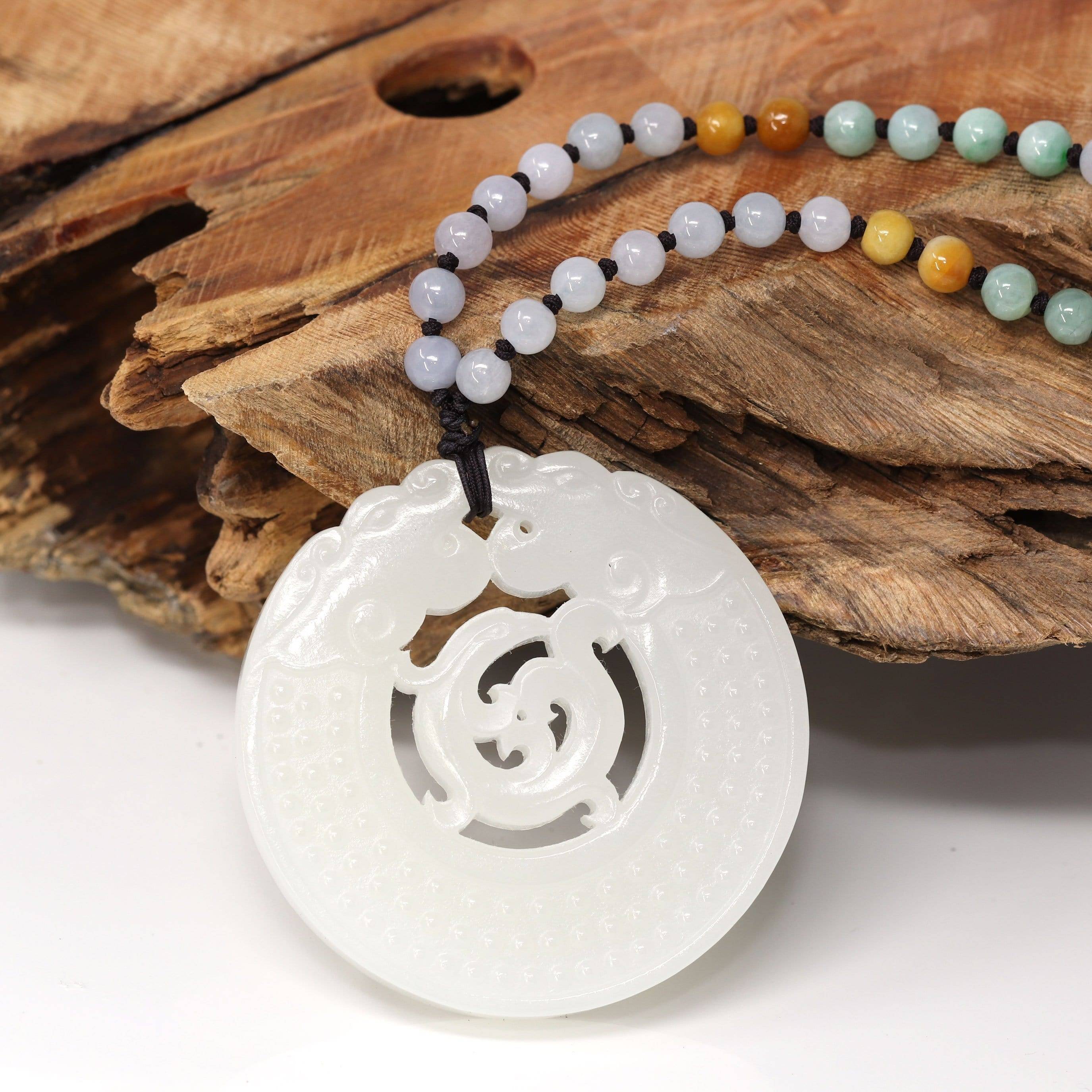 White Nephrite Jade Dragon Pendant Necklace | Real Jade Jewelry – BKLA